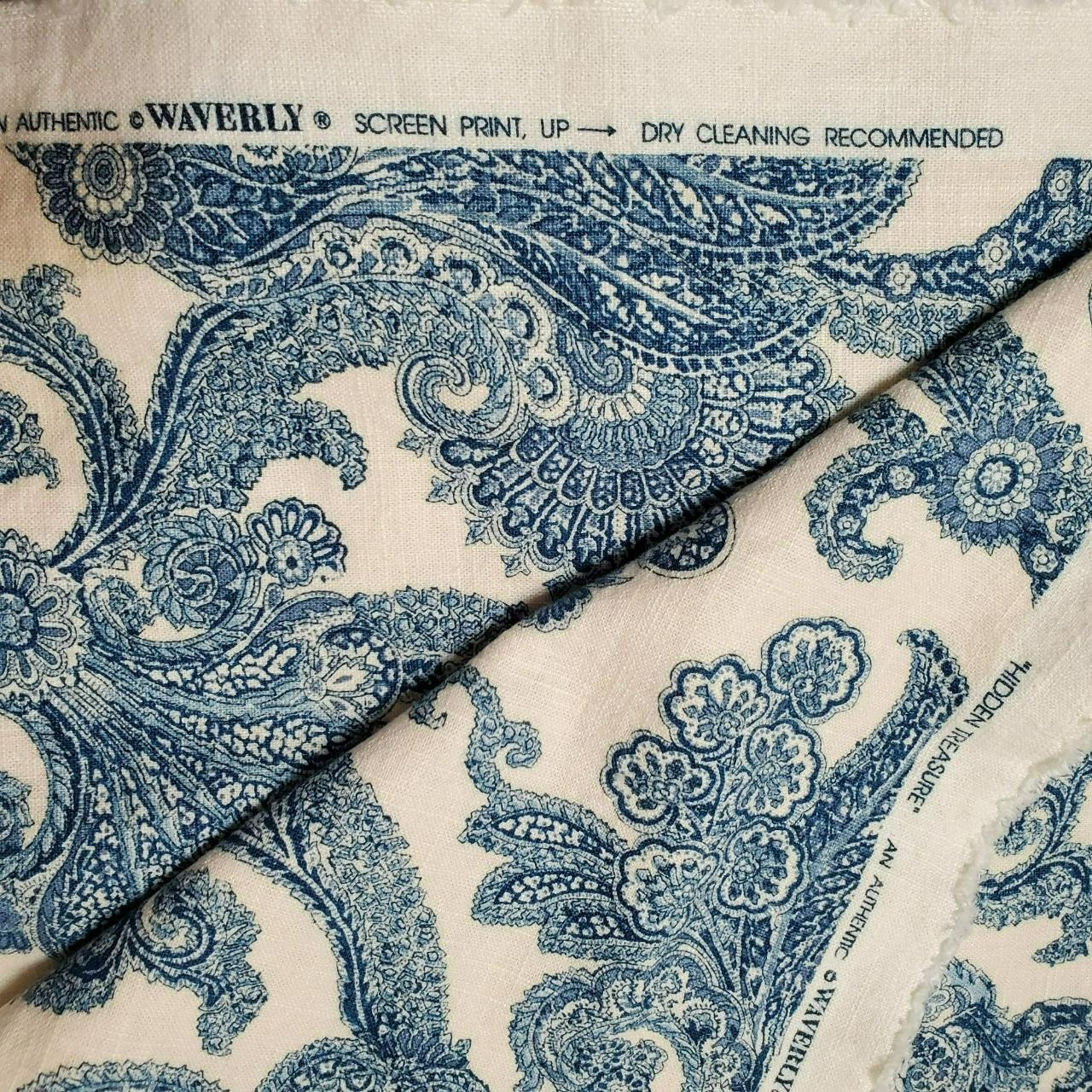 Waverly Hidden Treasure fabric - Elegant blue and... | Depop