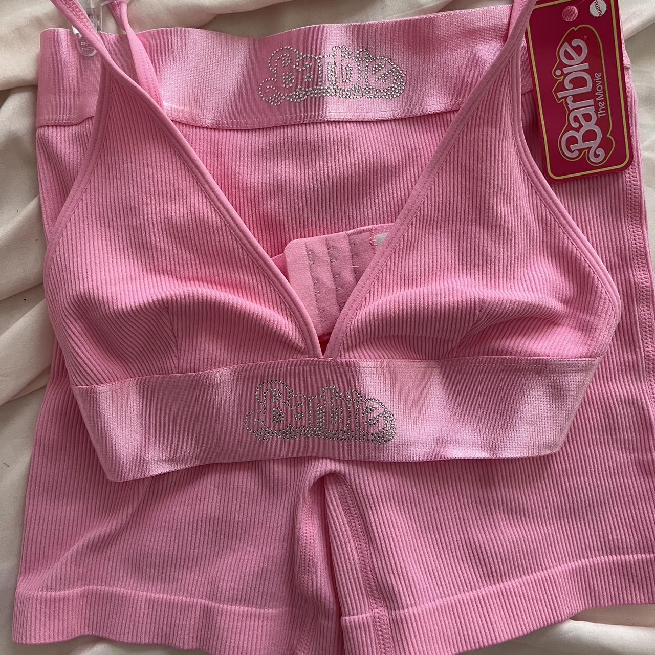 barbie lounge set bralette top + shorts official... - Depop