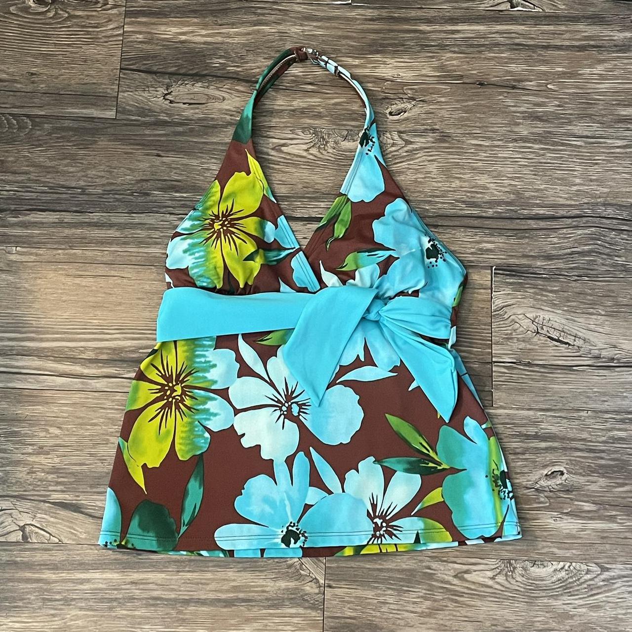 Tropical escape swim top Halter top Size s Super... - Depop