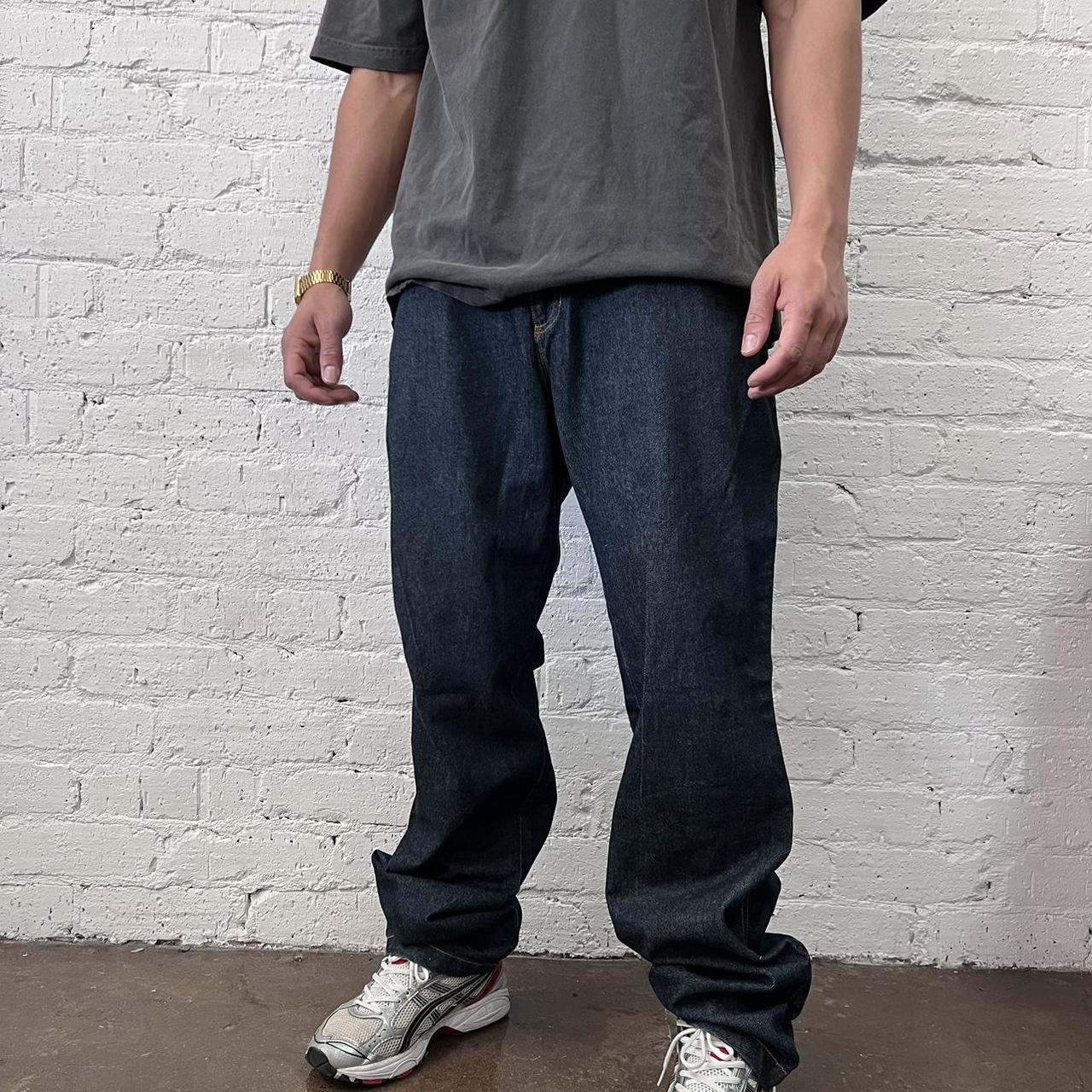 Vintage Fubu Dark Denim Jeans 🅿️Baggy Fit 🅿️Thick... - Depop