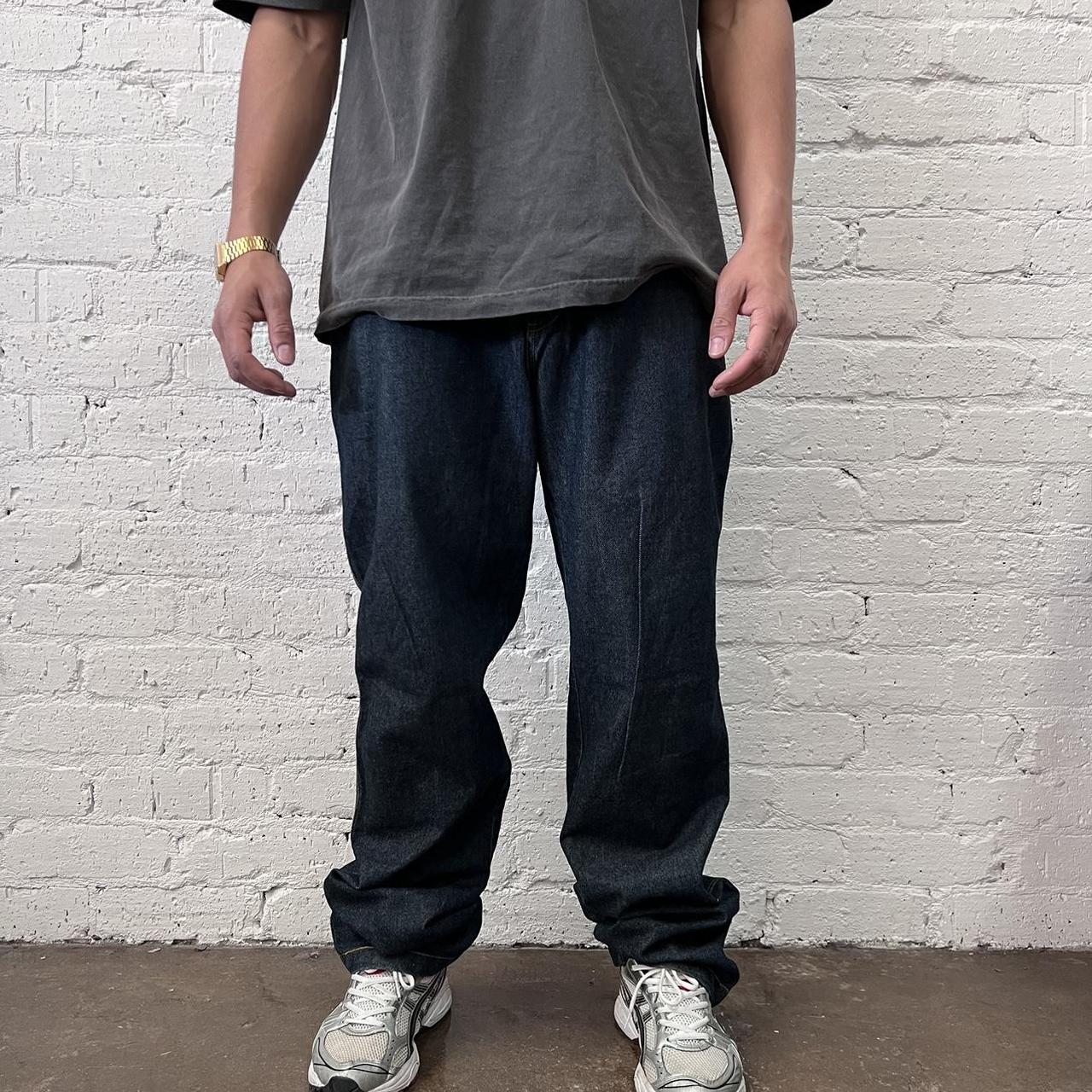 Vintage Fubu Dark Denim Jeans 🅿️Baggy Fit 🅿️Thick... - Depop