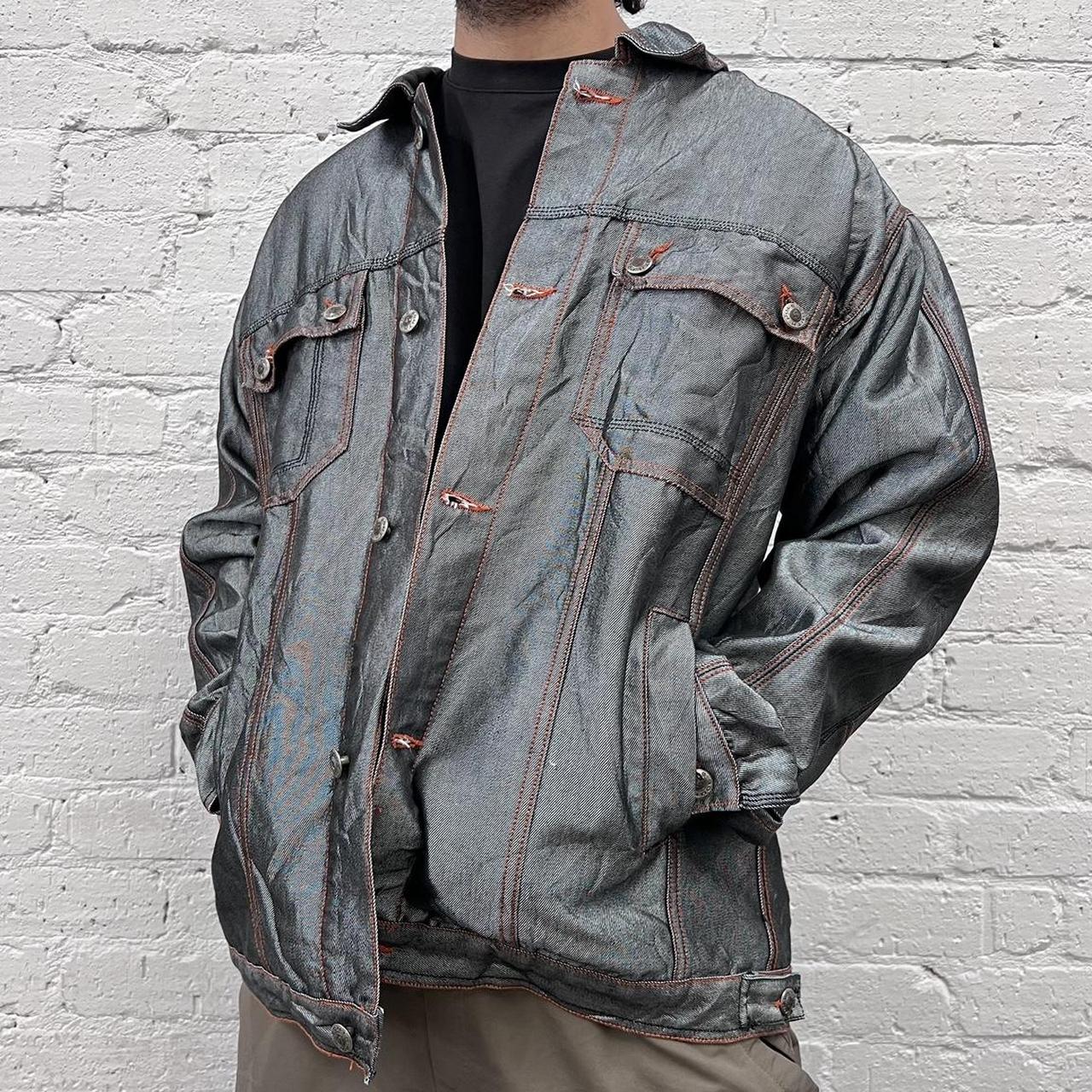 Vintage South Pole Metallic Denim Jacket 👽Orange... - Depop