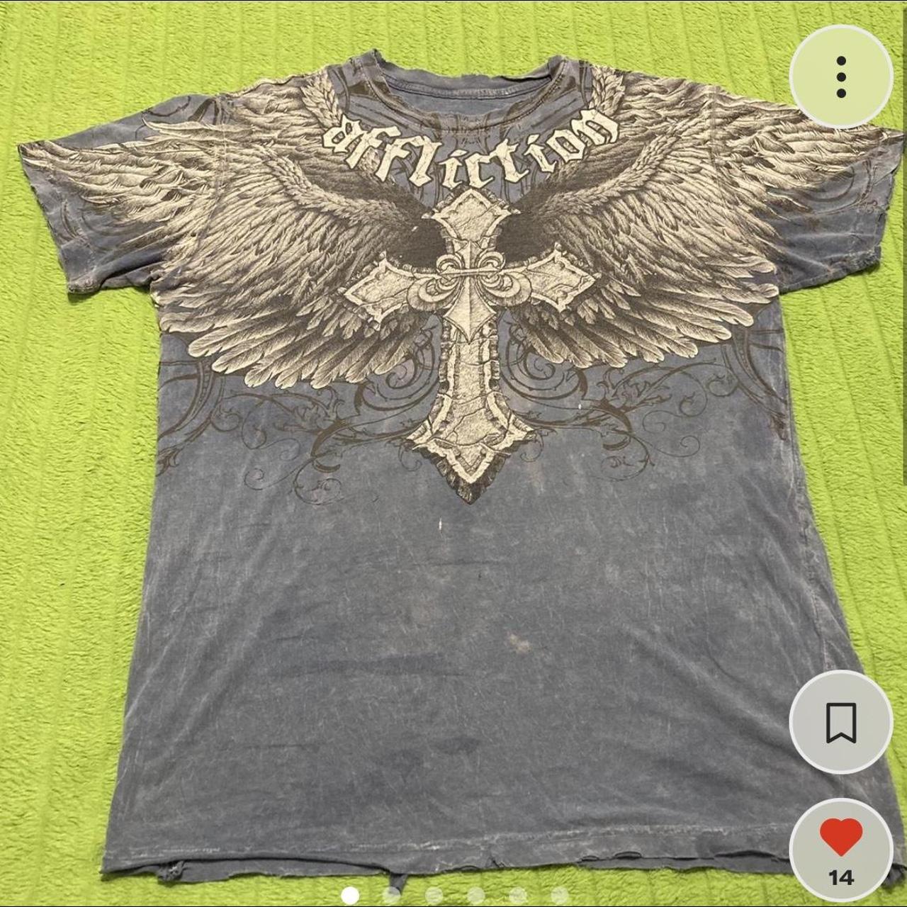 ISO AFFLICTION BLUE CROSS SHIRT dm if u have prefer... - Depop