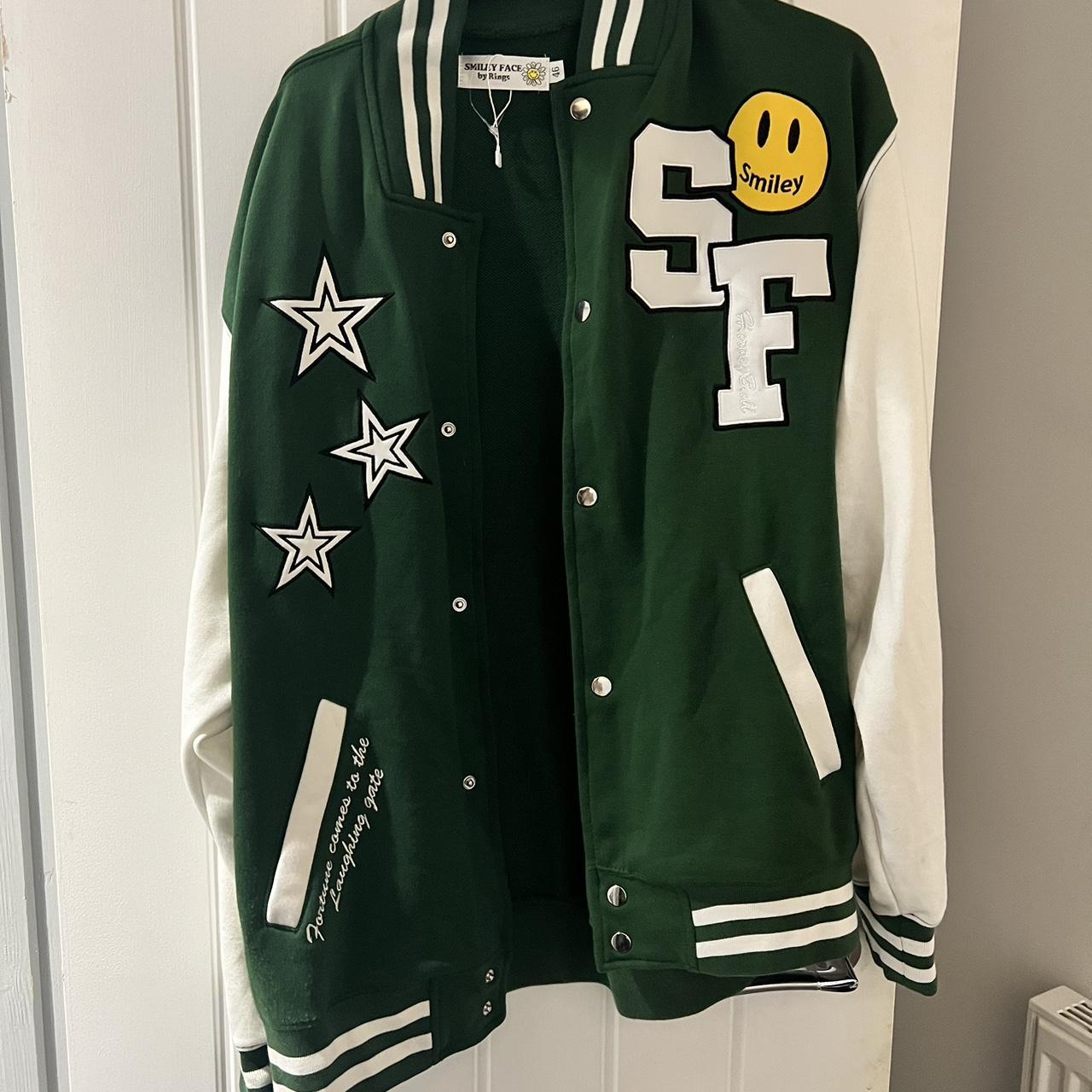 Smiley embroidered Jacket from Shibuya, Japan Long... - Depop