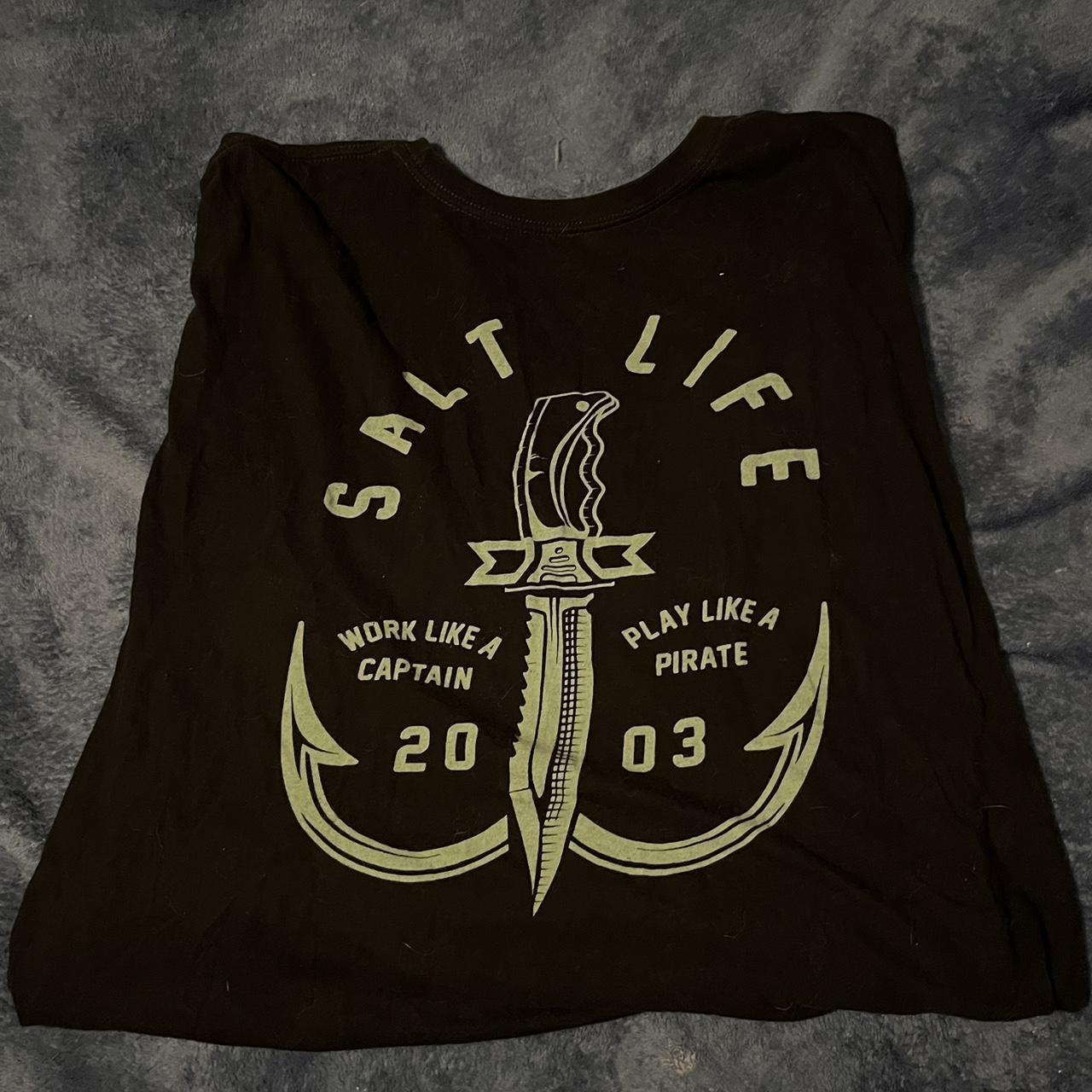 Salt Life Florida Black and Green Font T-shirt XXL —... - Depop