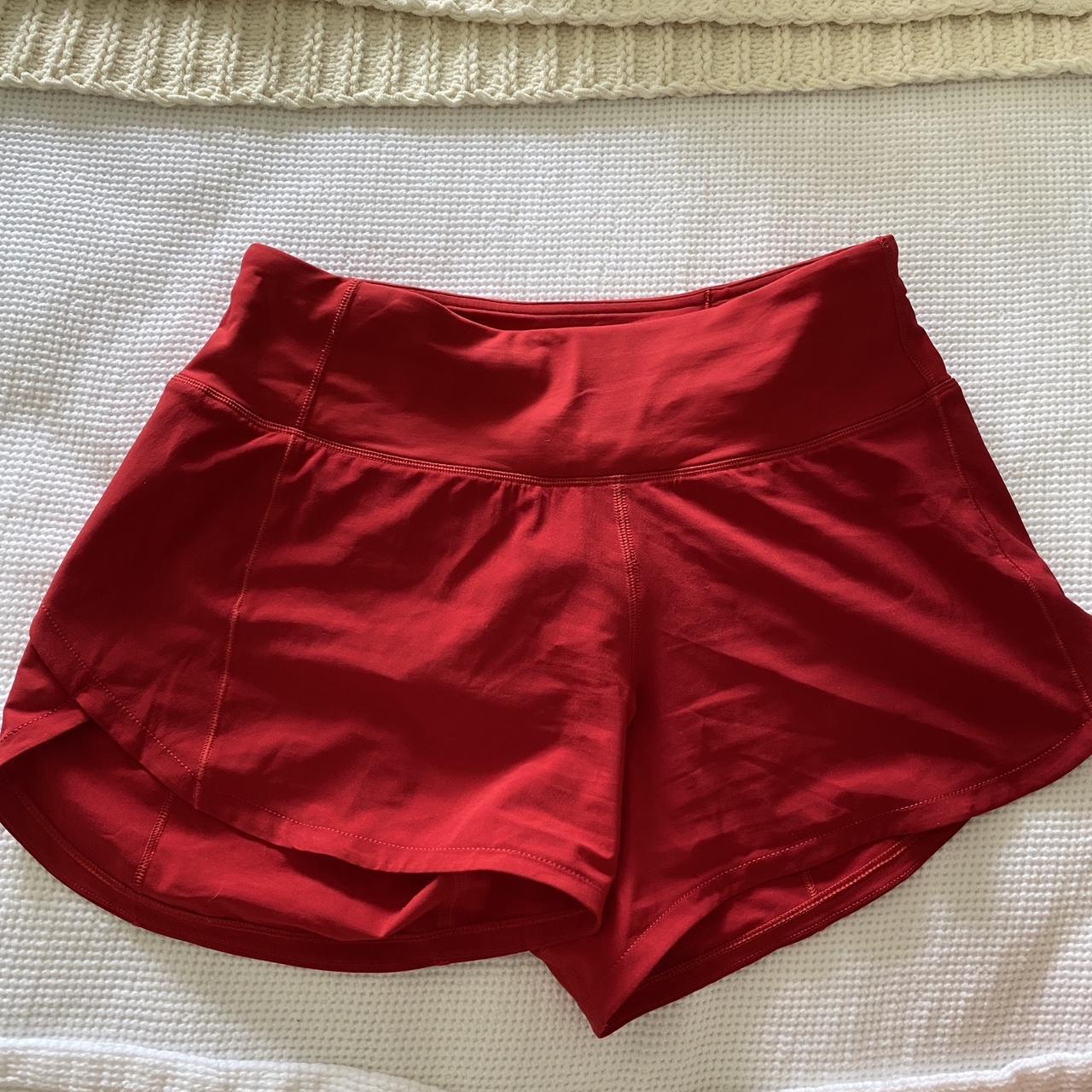 lululemon dark red size 2 speed ups 4 inch... - Depop