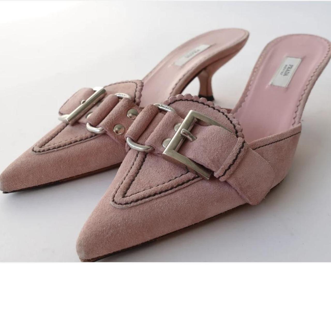 Vintage suede Prada kitten heels size IT 35 - Depop