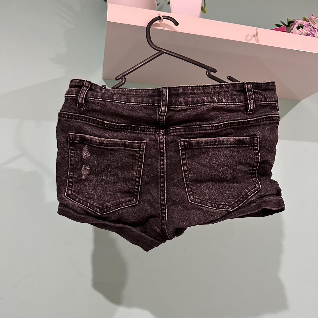 Low rise Black denim shorts with a streetwear vibe... | Depop