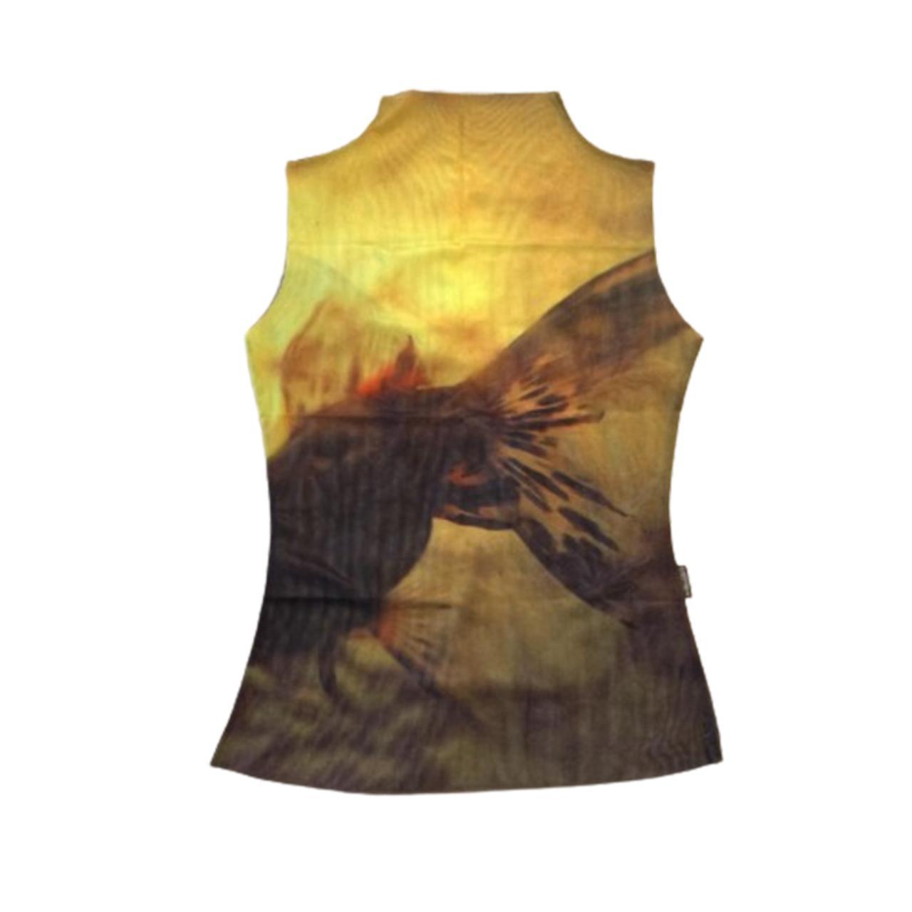 Butterfly Tail Elastic Mesh High-Neck Tank One size... - Depop