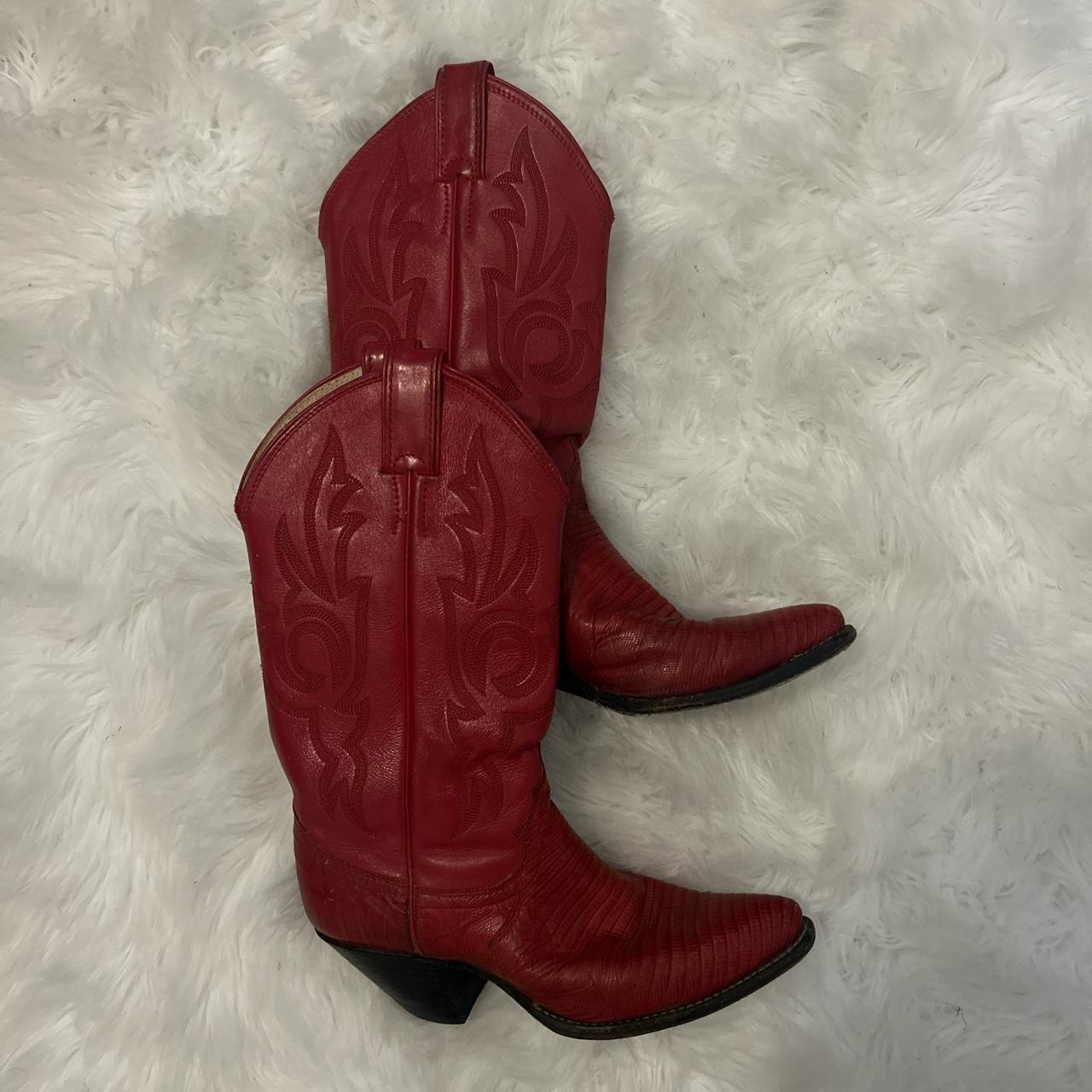 Justin red cowboy western boots. Size 5.5B but I... - Depop