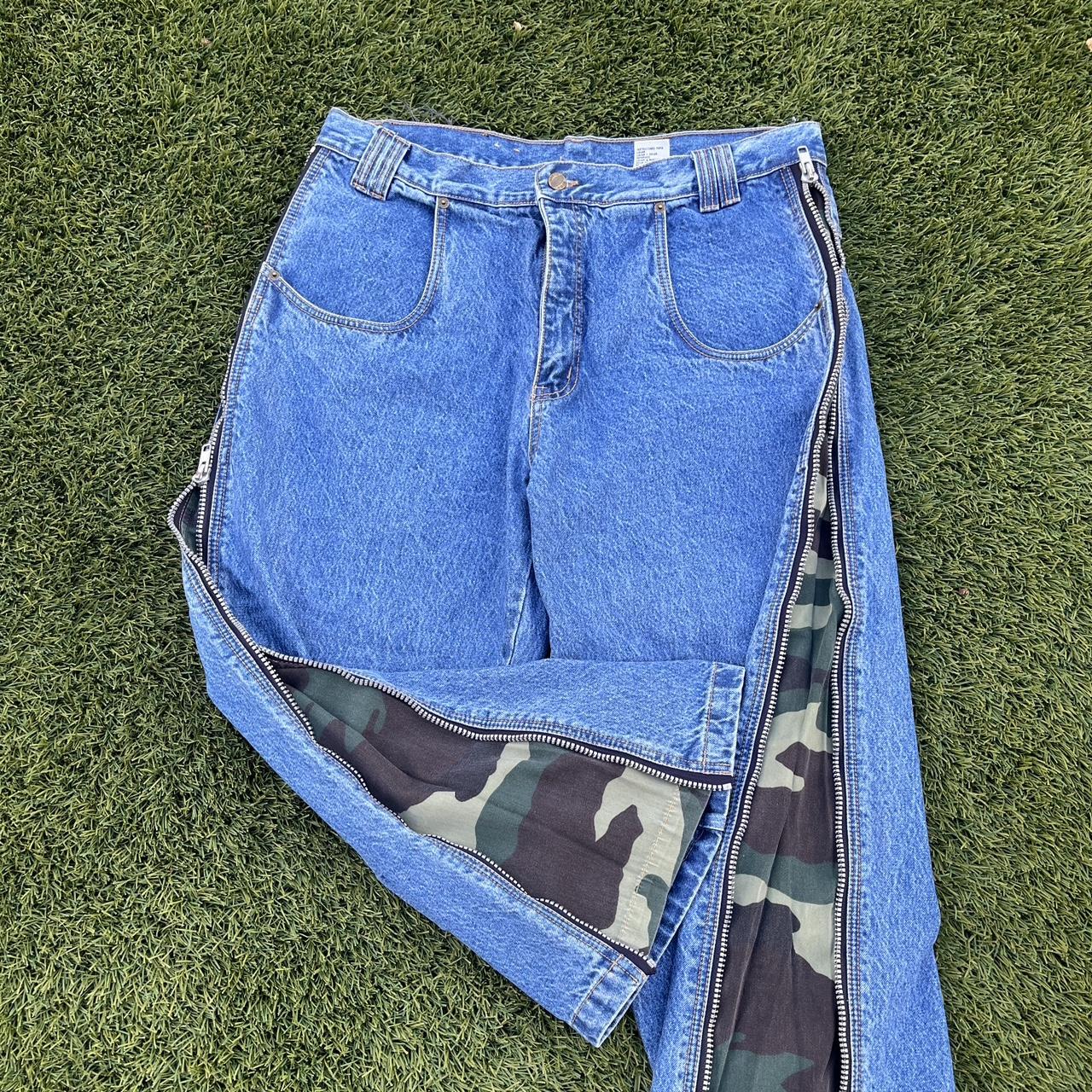 JNCO style wide leg camo flare Salari jeans 38’... - Depop