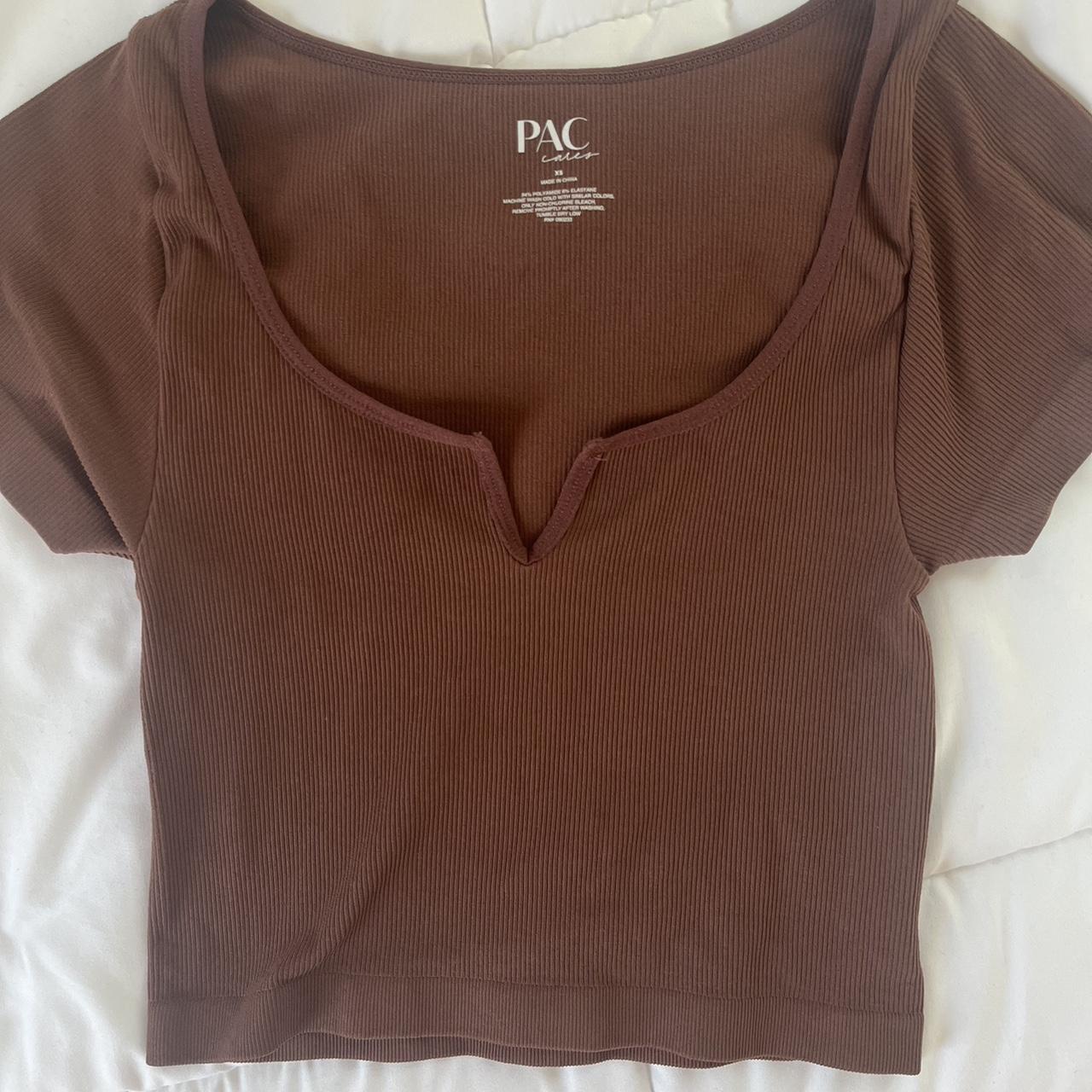 Pacsun V Neck Cut Short-Sleeve Top - brown top that... - Depop