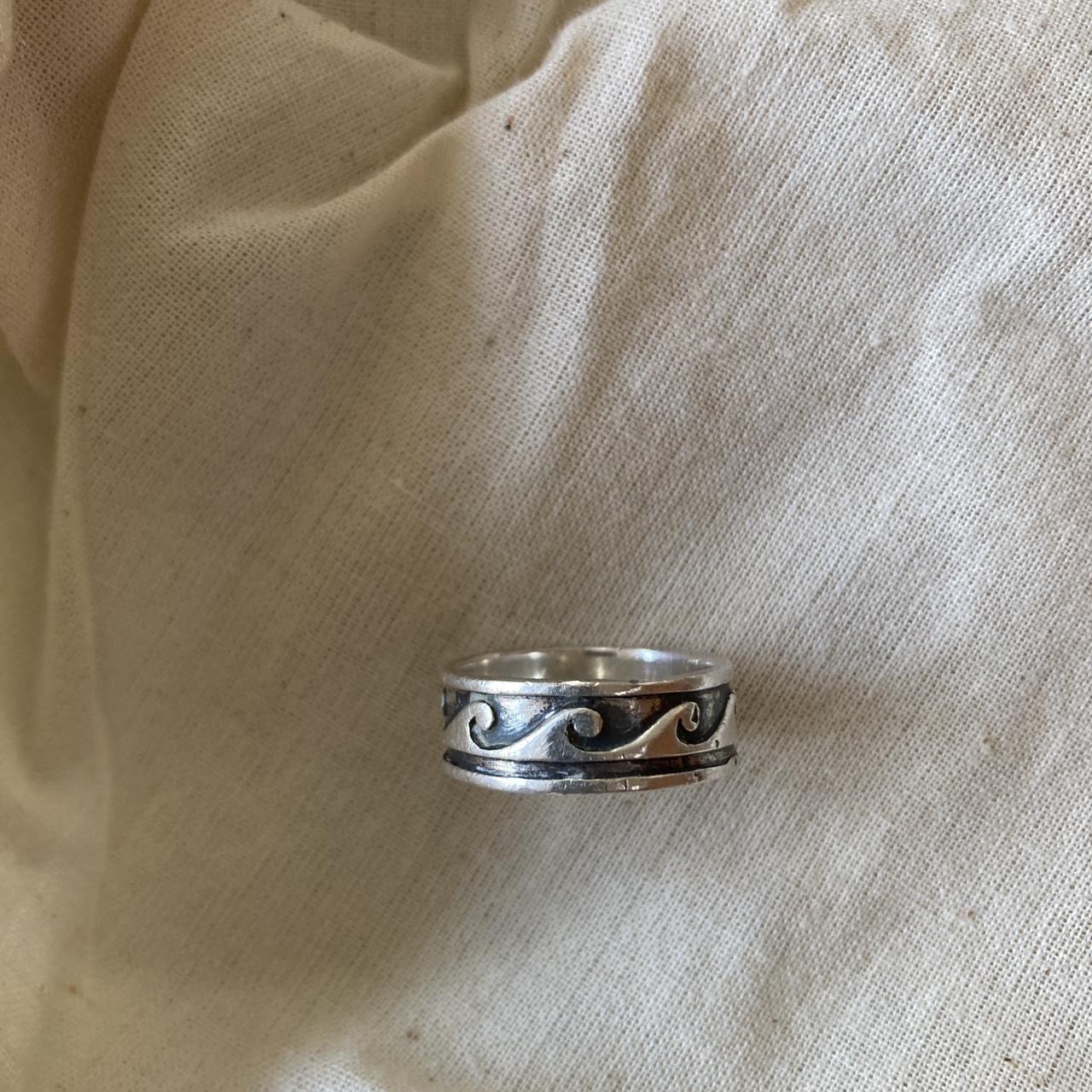 90s wave ring in sterling silver (925) Size O #925... - Depop