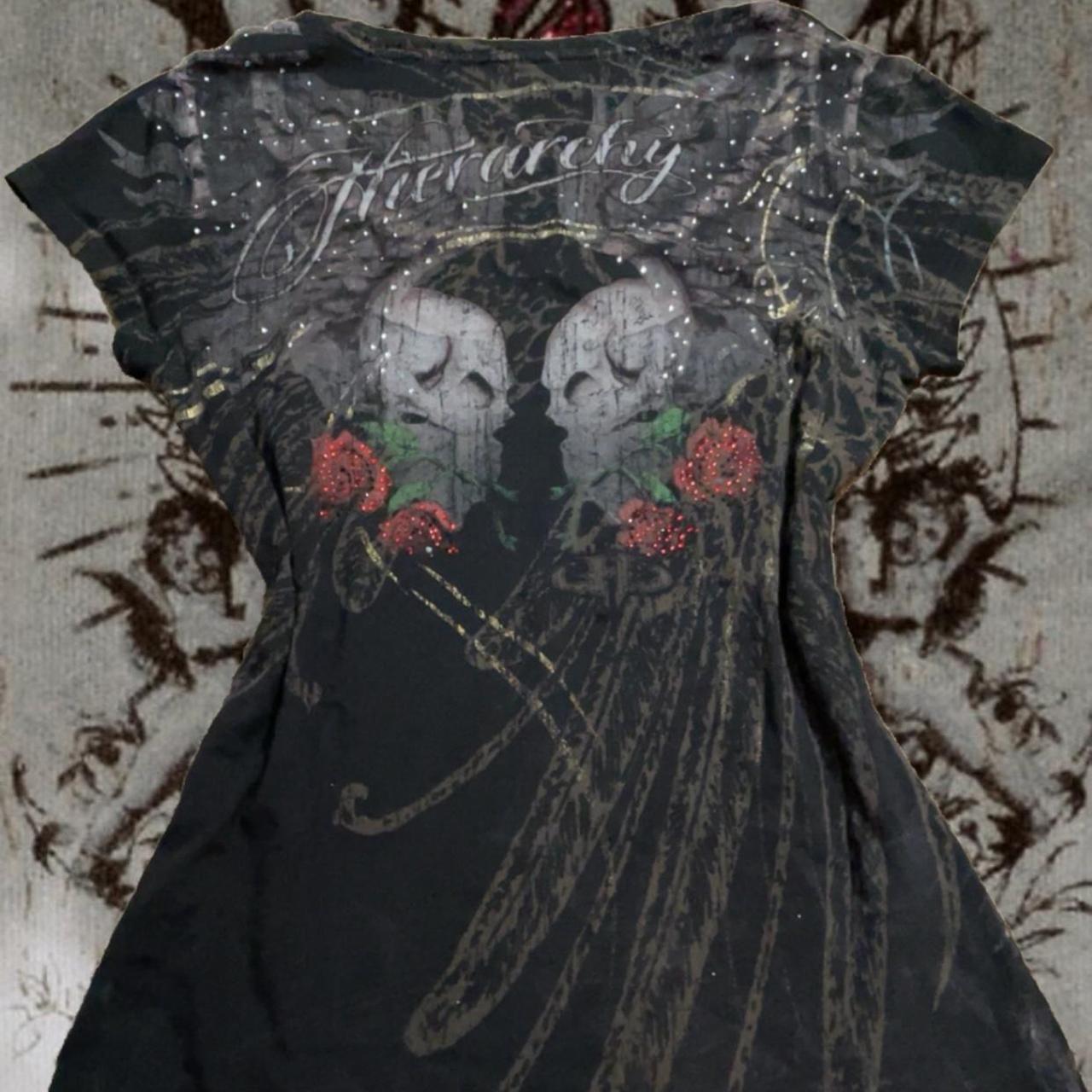 . Y2k grung women’s rhinestone t shirt, loose fit,... - Depop