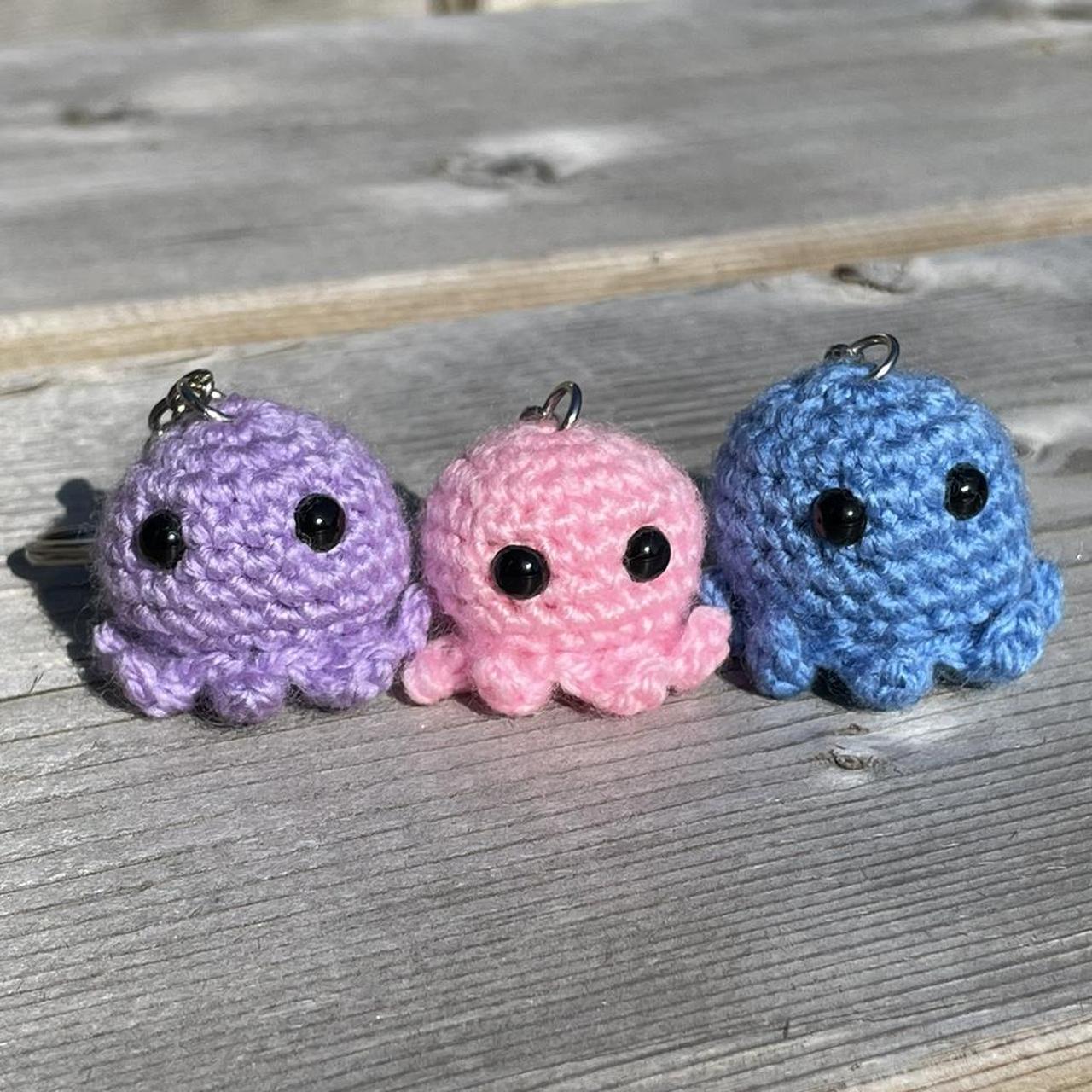 Cute pink crochet octopus keyring 🐙 Handmade by... - Depop