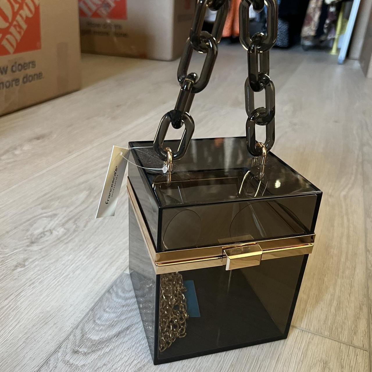 Francesca’s see through cube clutch like bag... - Depop