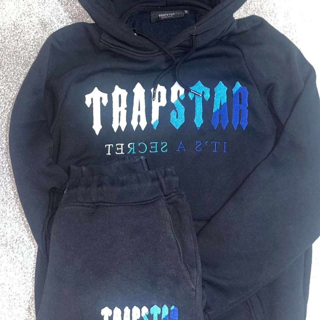 TRAPSTAR CHENILLE DECODED HOODED TRACKSUIT - BLACK... - Depop