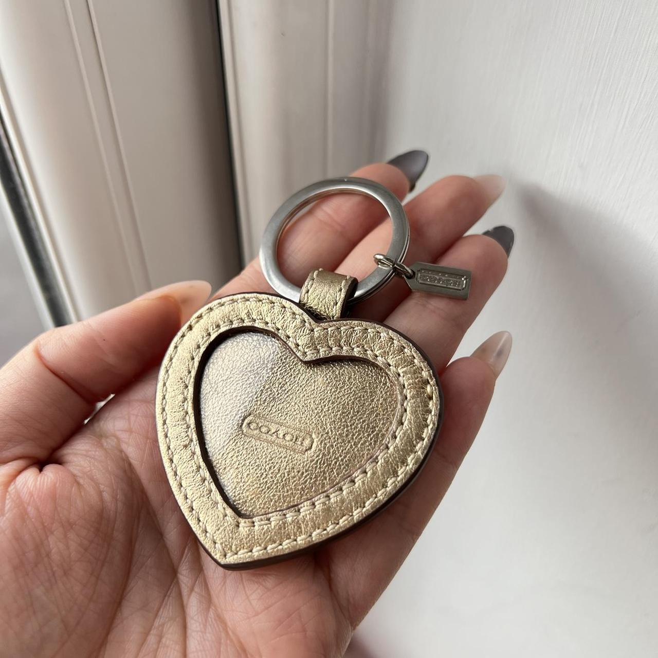 Authentic Vintage Coach Photo Heart Leather Keyring... - Depop