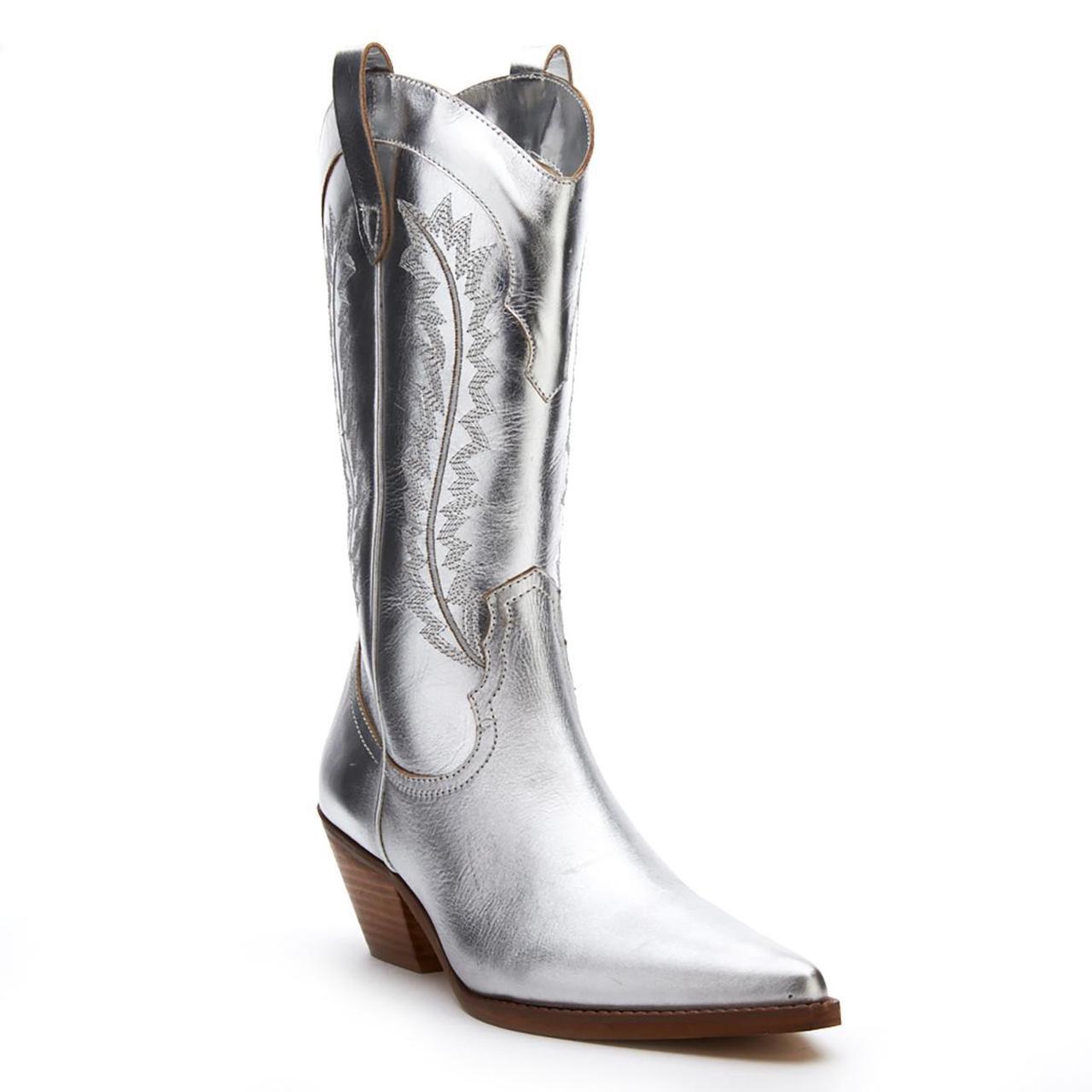 lightly worn Matisse Silver Cowboy Boots | US size 6... - Depop