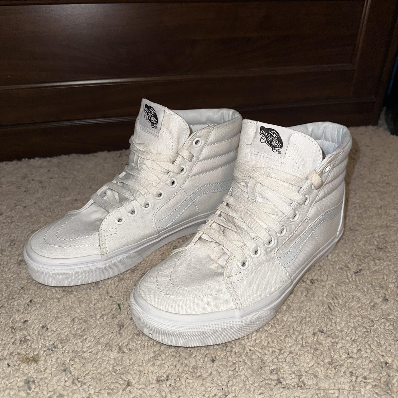 Vans all white Sk8-Hi Only worn a handful of times... - Depop