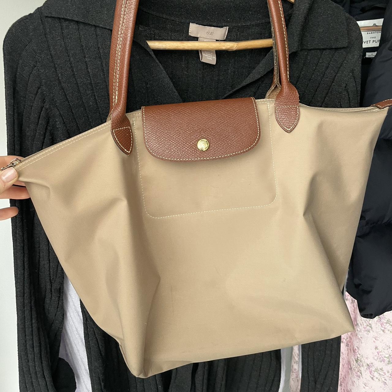 BEIGE LONGCHAMP TOTE - Depop