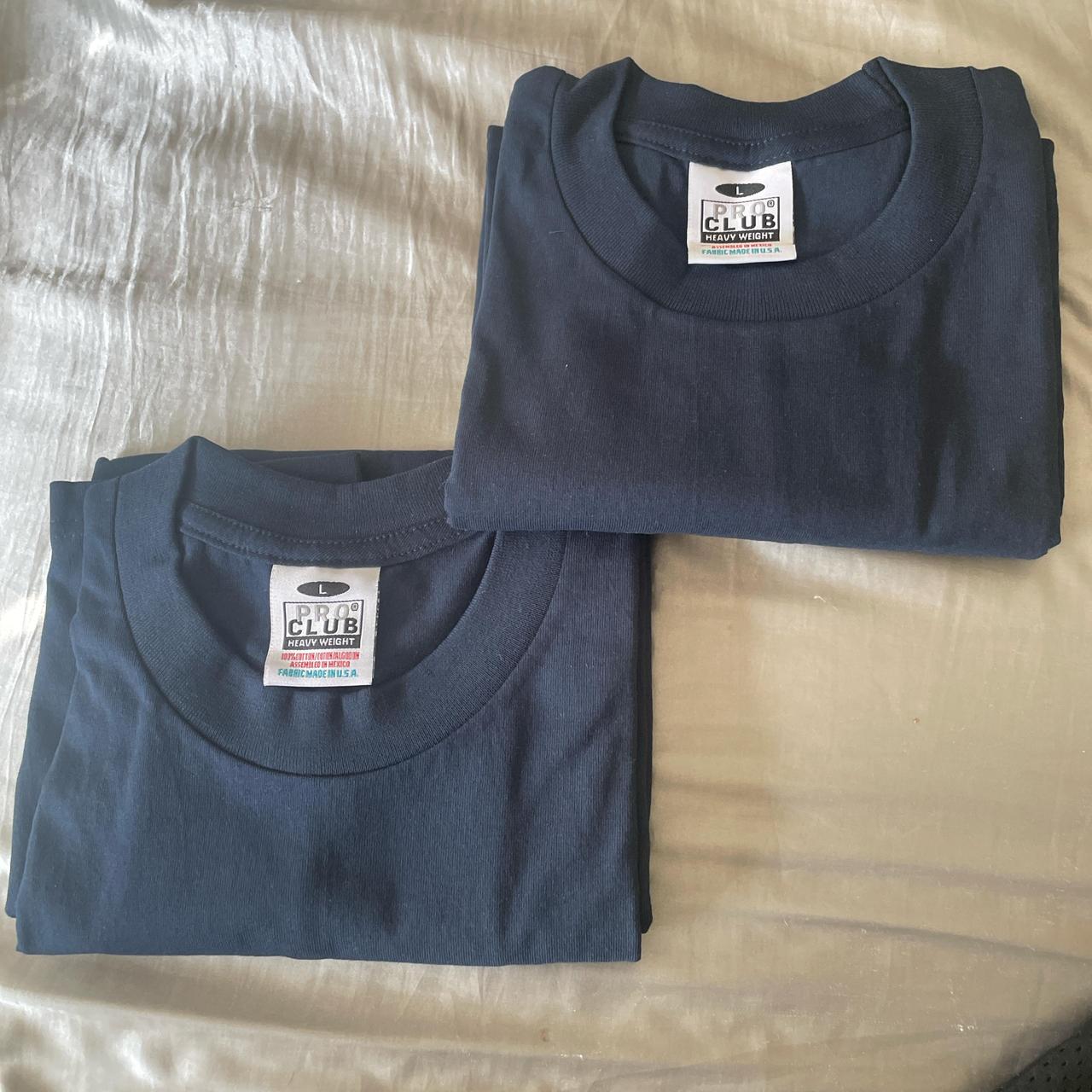2 Navy blue pro club crewneck t-shirt tee size L... | Depop