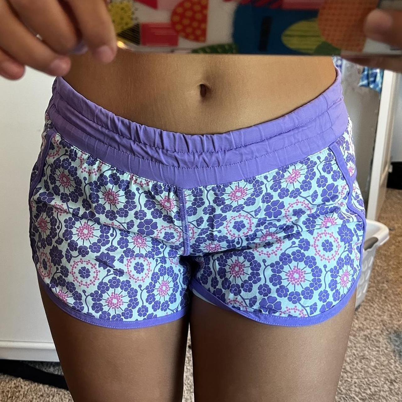Lululemon shorts Super cute purple and pink patterns... - Depop