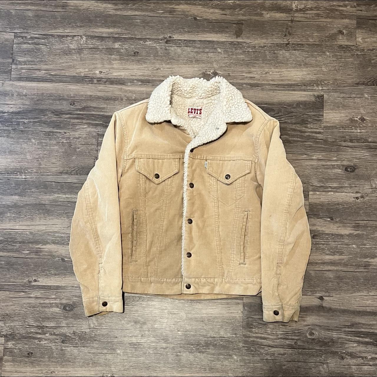Vintage Sherpa lined Levi’s corduroy trucker jacket... - Depop