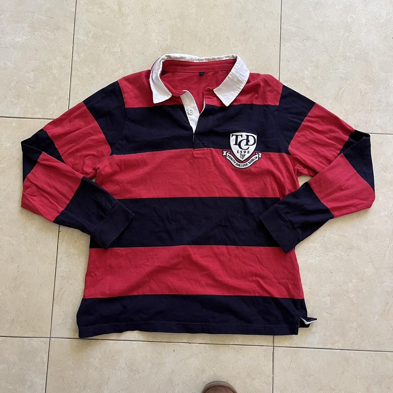 TRINITY COLLEGE DUBLIN 1592 STRIPED LONG SLEEVE POLO... - Depop