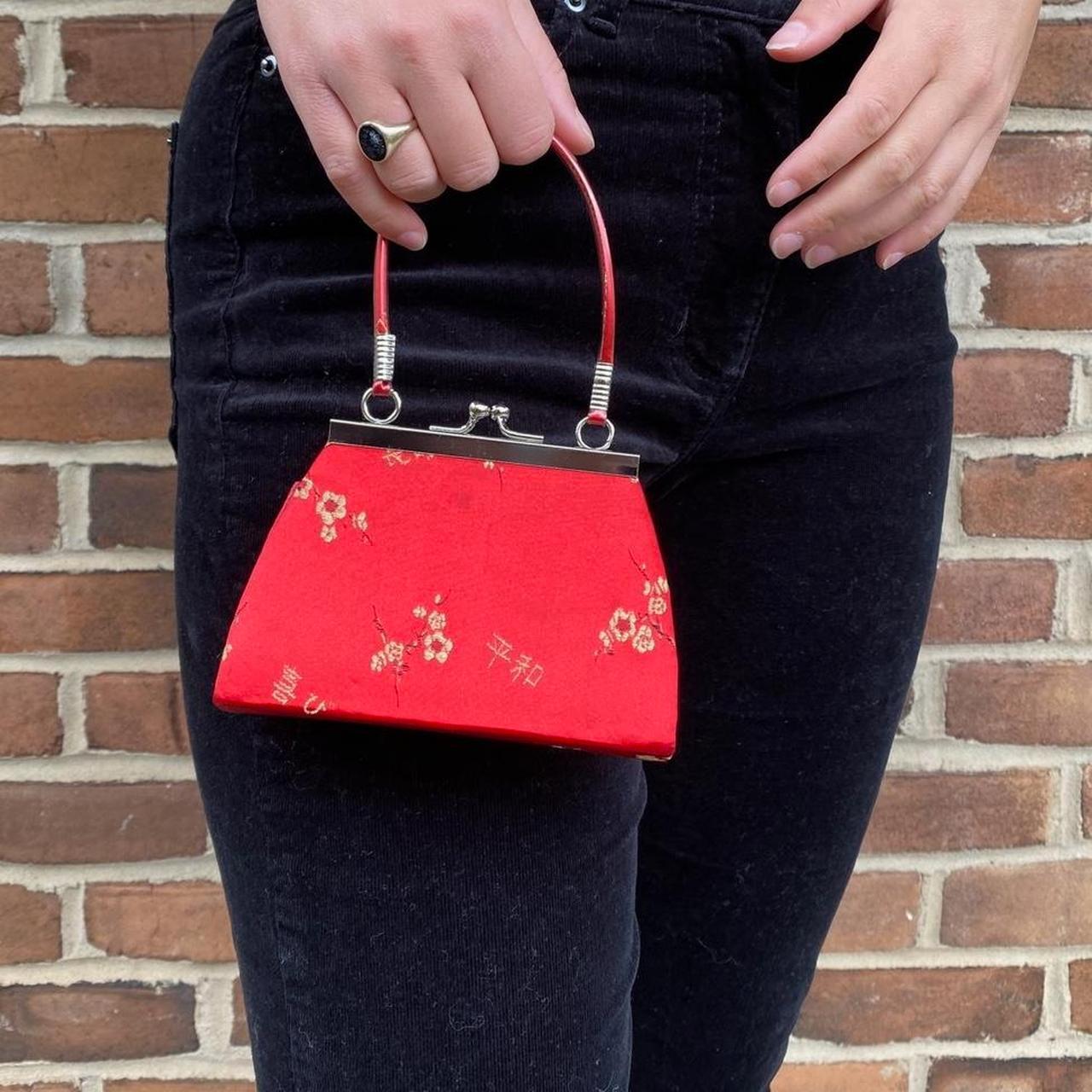 Cutest little mini purse! Red satin material with... - Depop