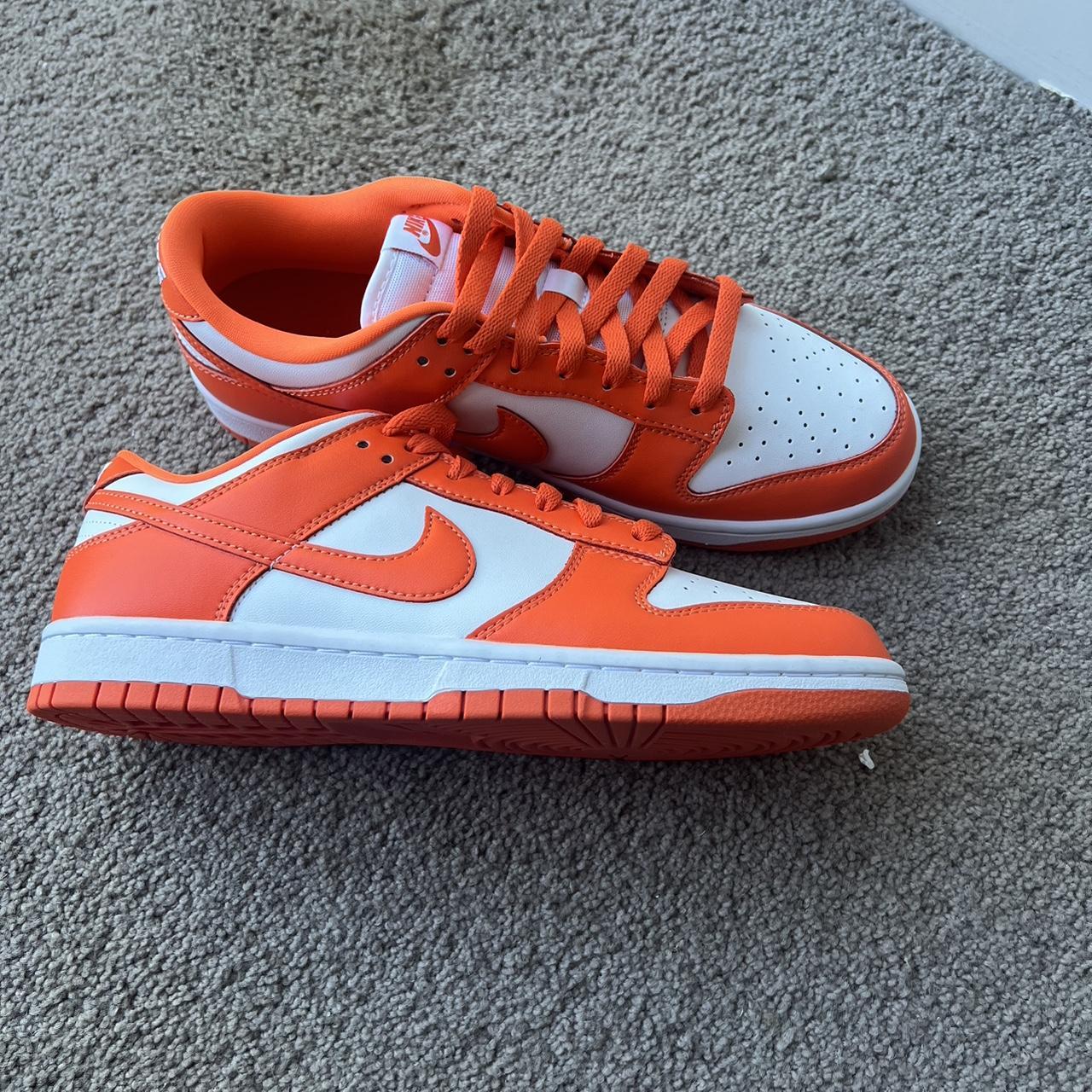 Nike Dunk orange and white. Size 9.5 US, euro size 43 - Depop