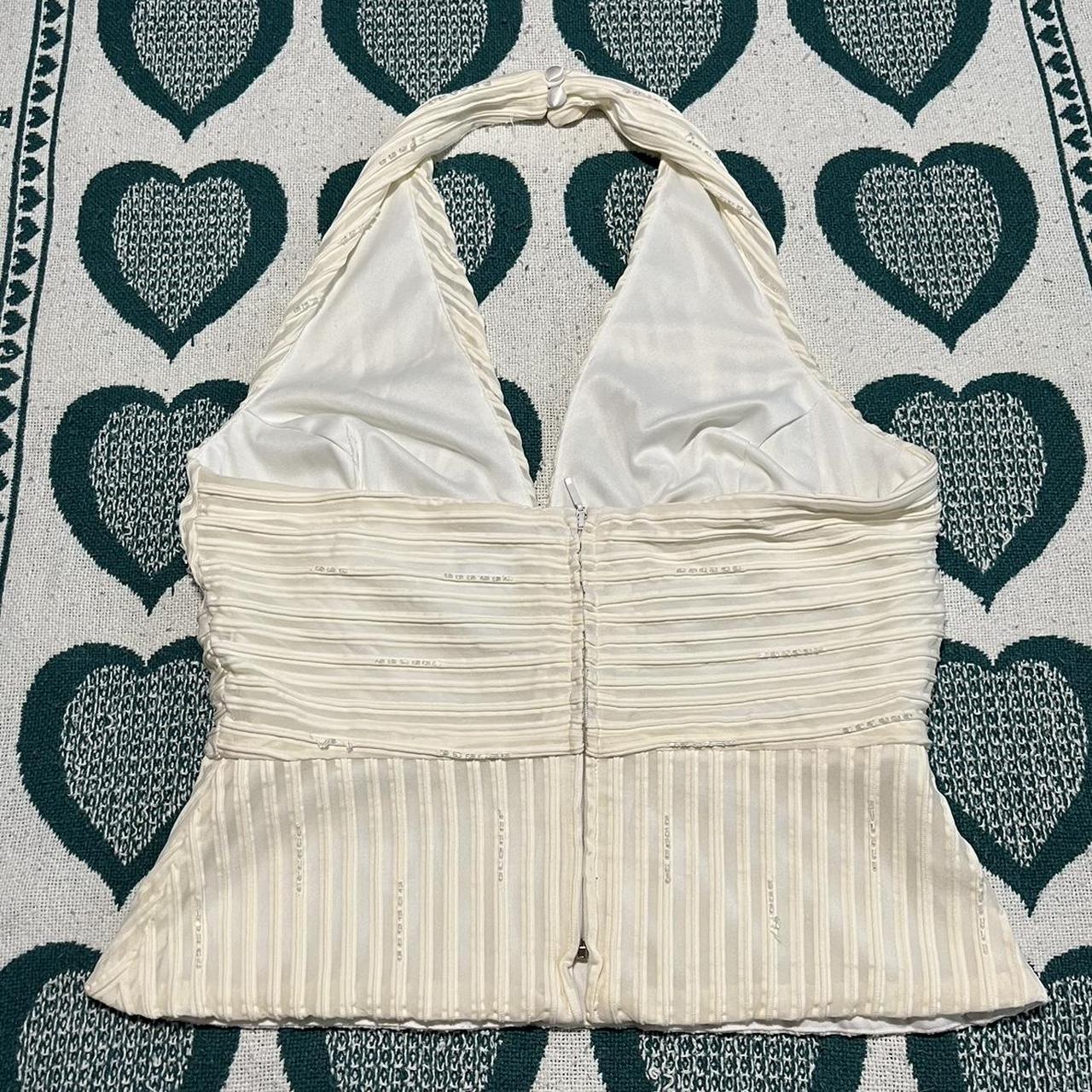 💛🤍 Cache Beaded Top crop neck tie top zip up... - Depop