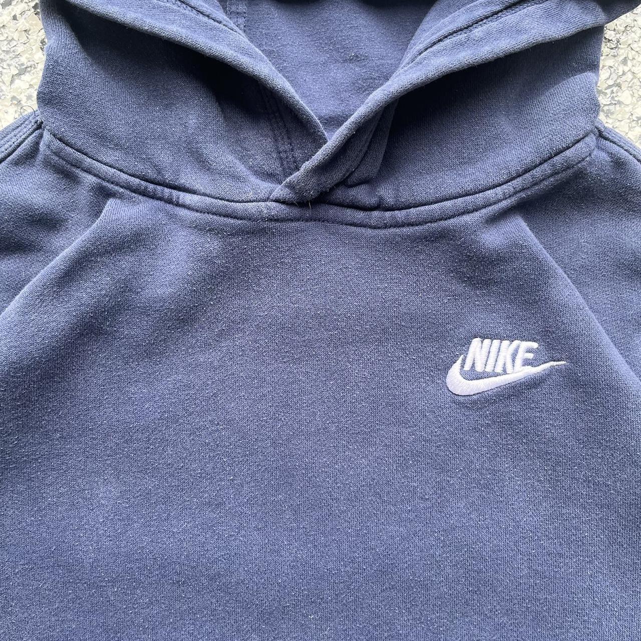 modern Nike navy blue spell-out hoodie. good... - Depop