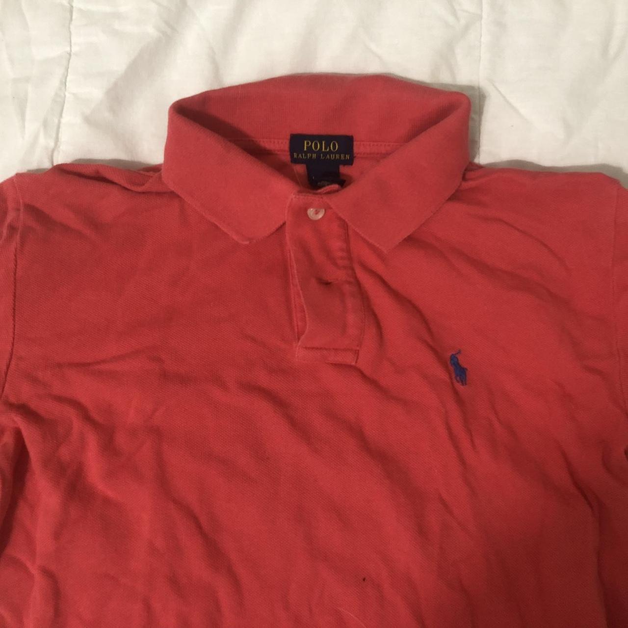 polo bright red collared shirt - Depop