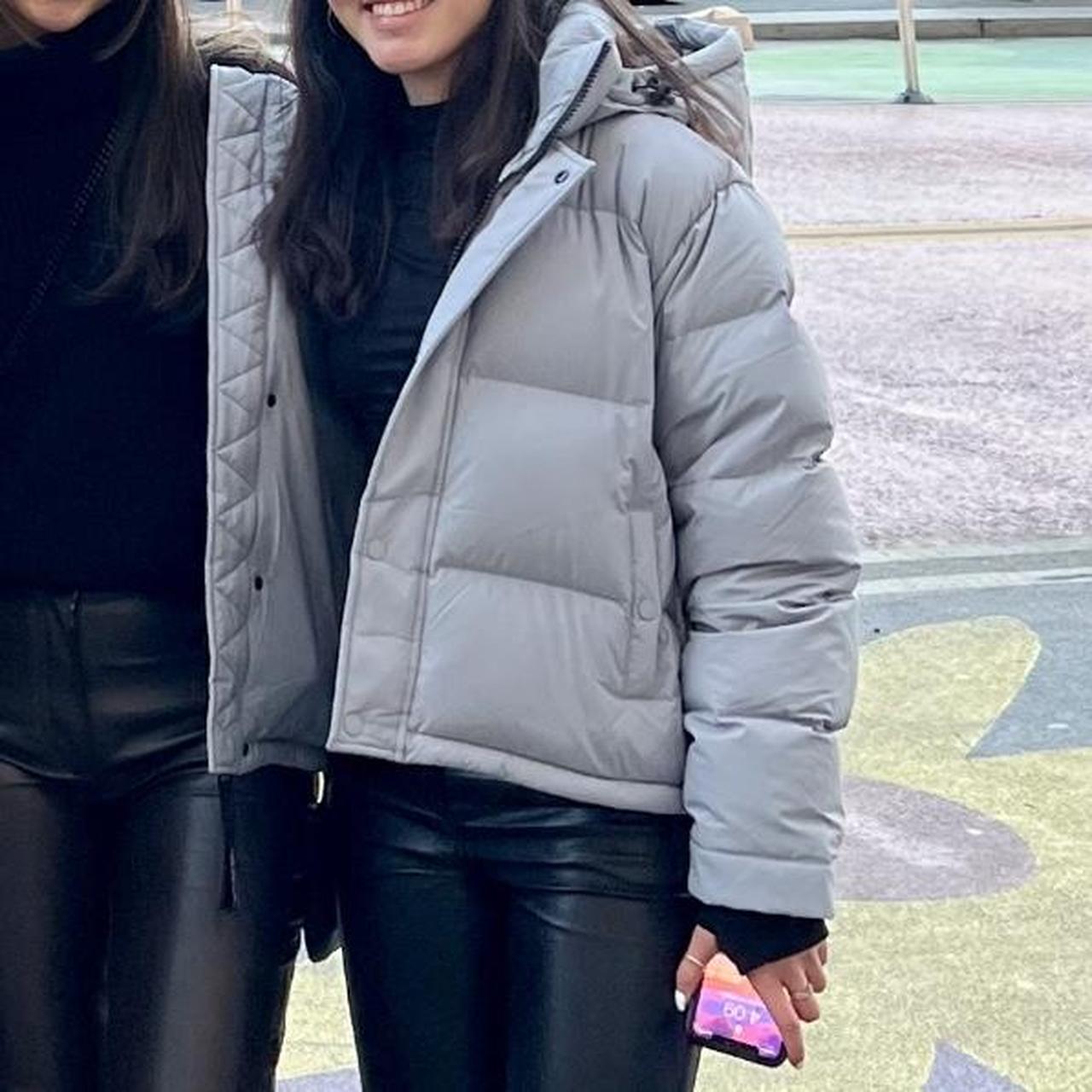 Aritzia Puffer, The Super Puff Shorty, Marble Grey... - Depop