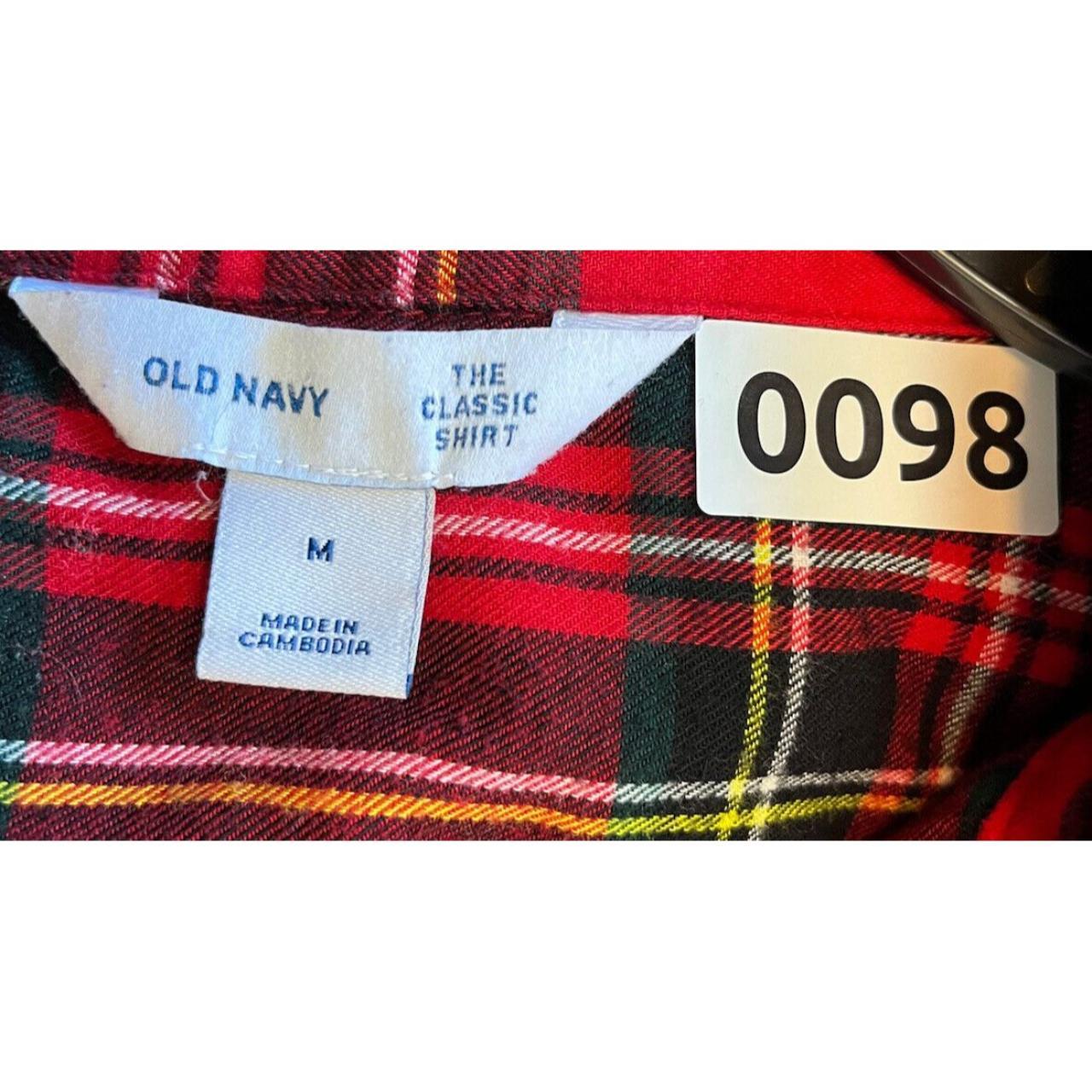 Old navy red plaid button down pocket long sleeve... - Depop