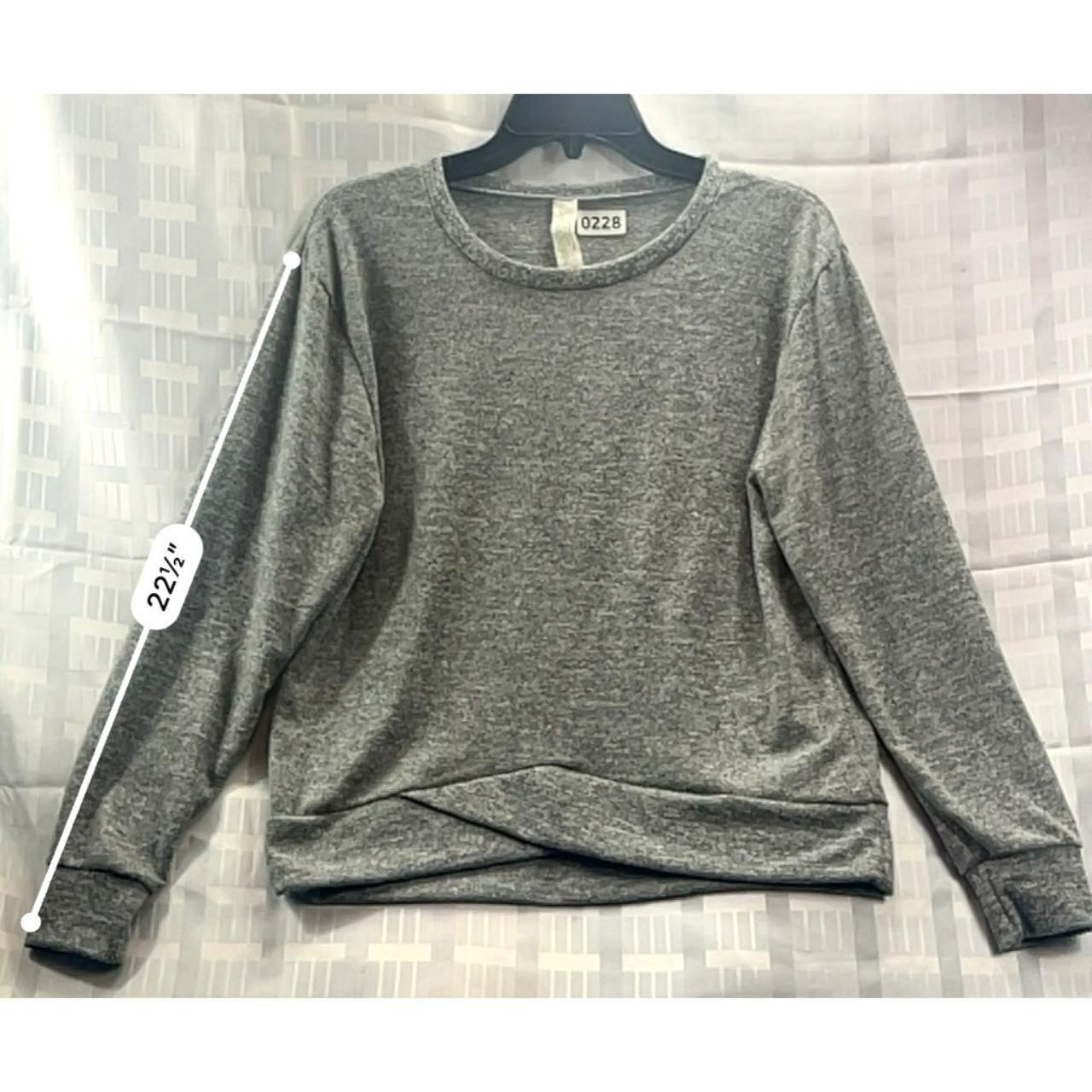 This gray, long-sleeved Women's top in size M is a... - Depop