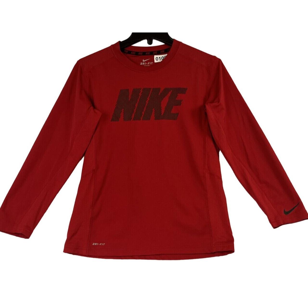 This Red Nike Dri Fit long sleeve T-shirt is perfect... - Depop