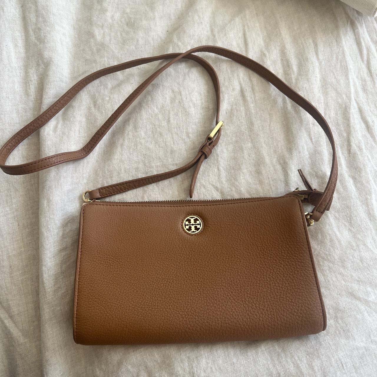 Brown Tory Burch detachable crossbody leather bag.... - Depop
