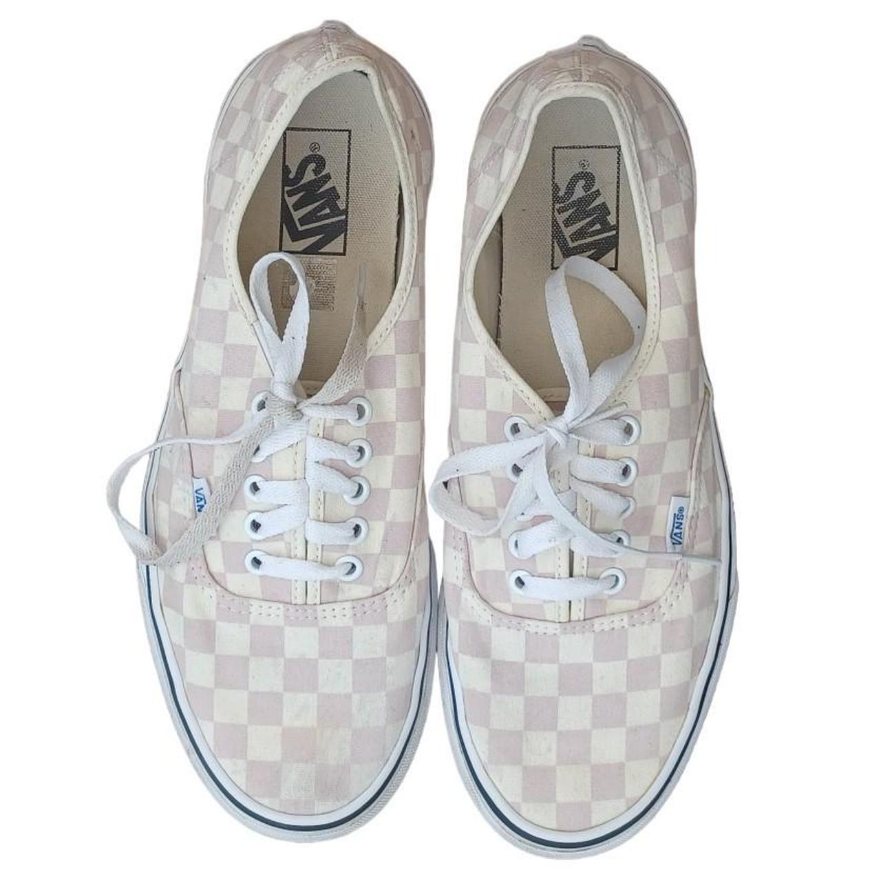 Pink and cream checked vans skate shoes Size... - Depop