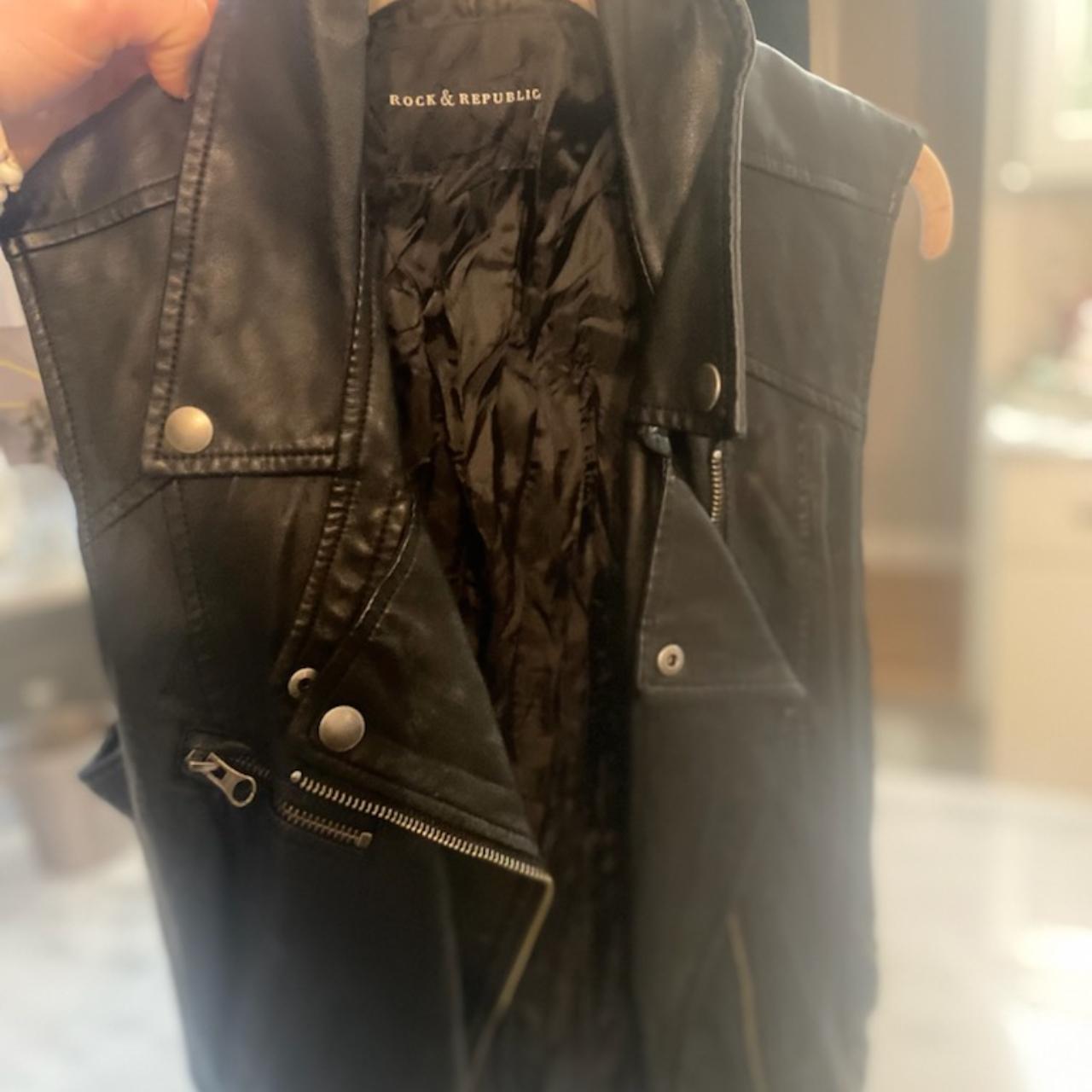 Rock & Republic Leather Vest. Worn once. Great... - Depop