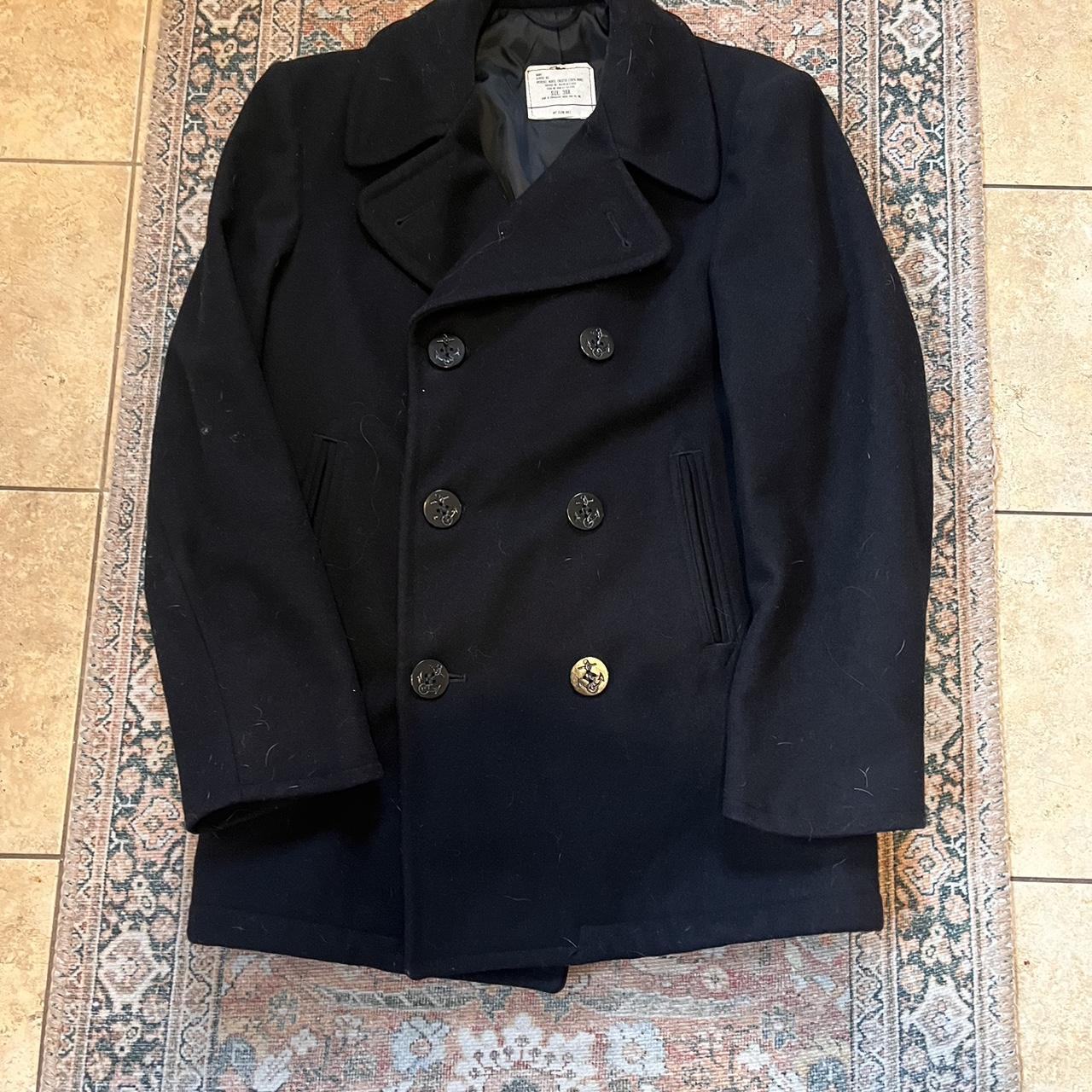Vintage US Navy Pea Coat 1980’s, black, vintage pea... - Depop