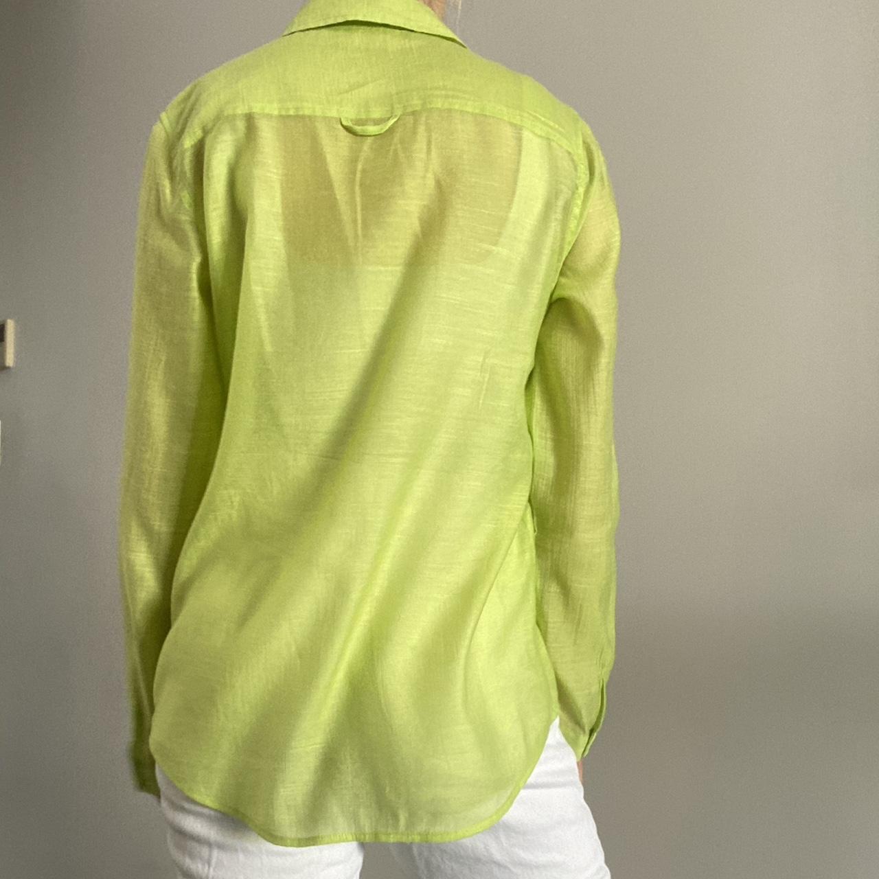 Sheer lime green shirt. Aus 12 (slightly oversized... - Depop