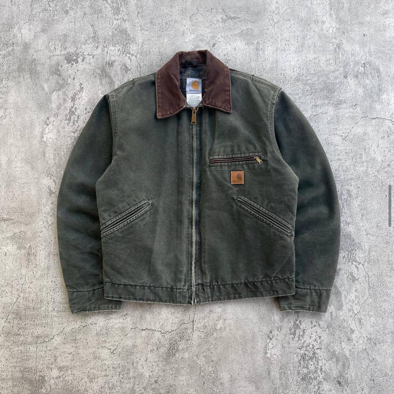 Faded Mos Green Vintage Carhartt Detroit Jacket J97... - Depop