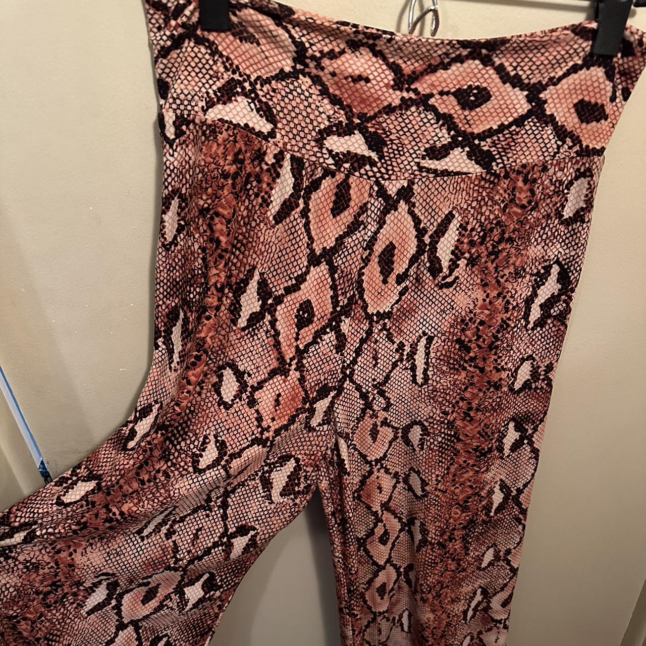 Flowy, pink, snake skin pants. Super crazy soft and... - Depop