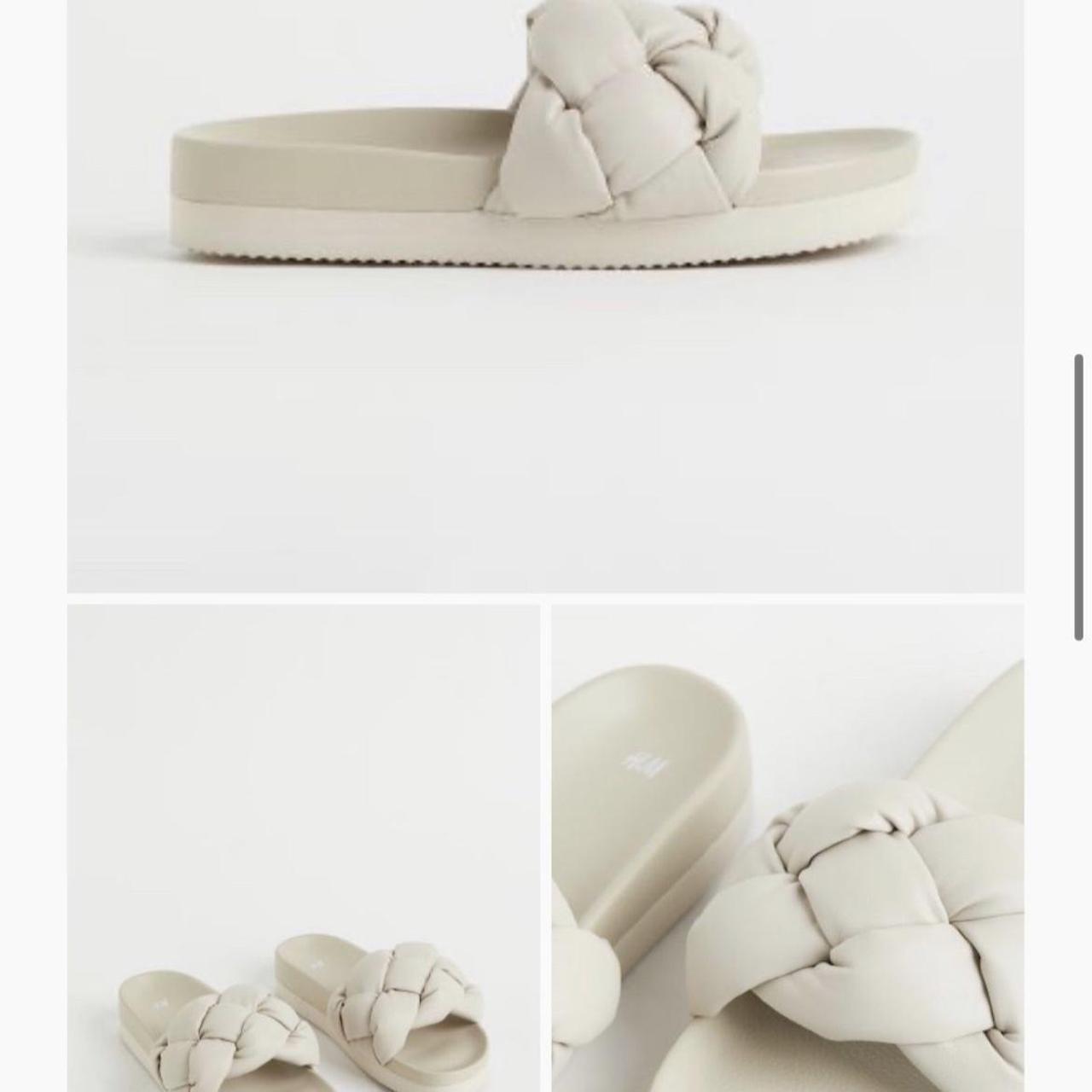 H&M Braided Slides in Beige Worn about 3 times.... - Depop