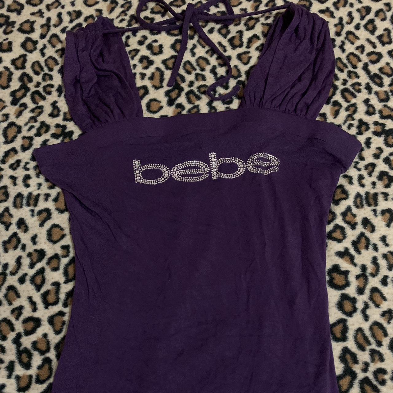 Bebe rhinestone top tie around the shoulder part... - Depop