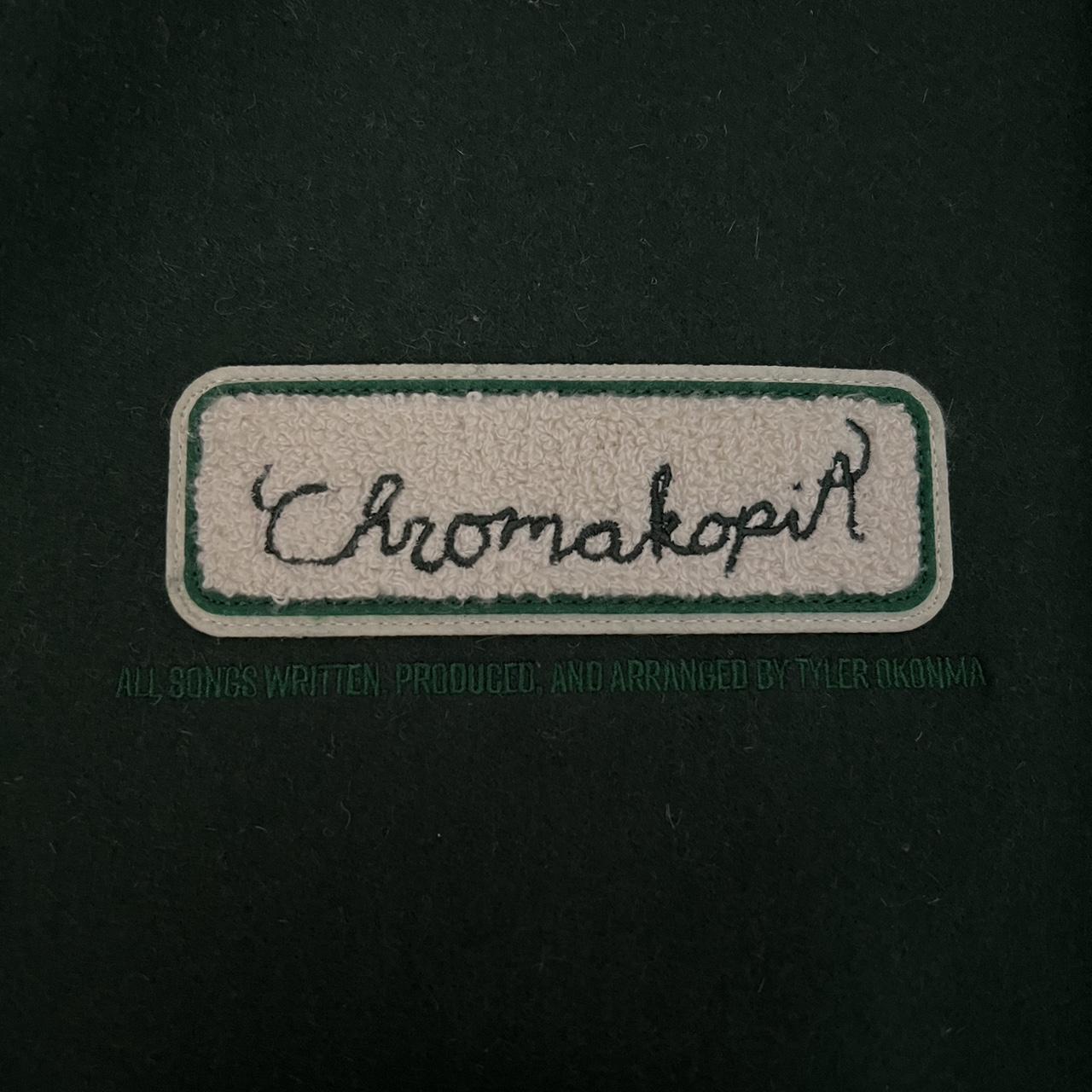 Green and white Chromakopia Varsity Jacket -Bought... | Depop