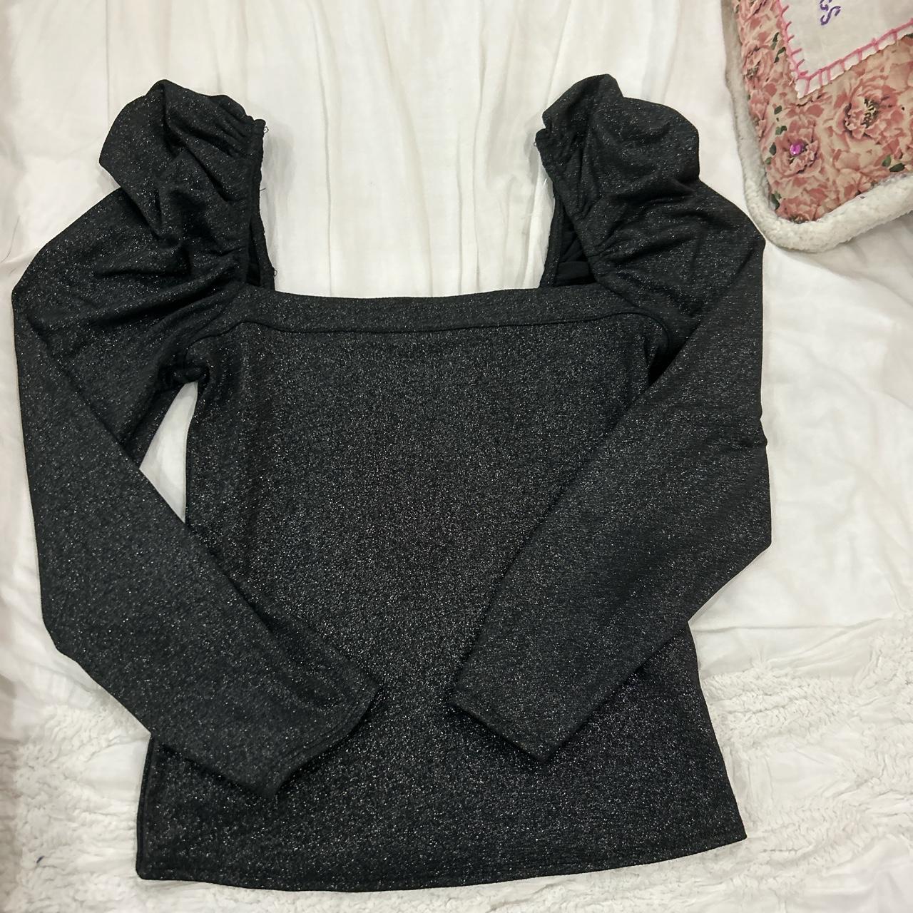 Open Edit black sparkly top Size XXS - Depop