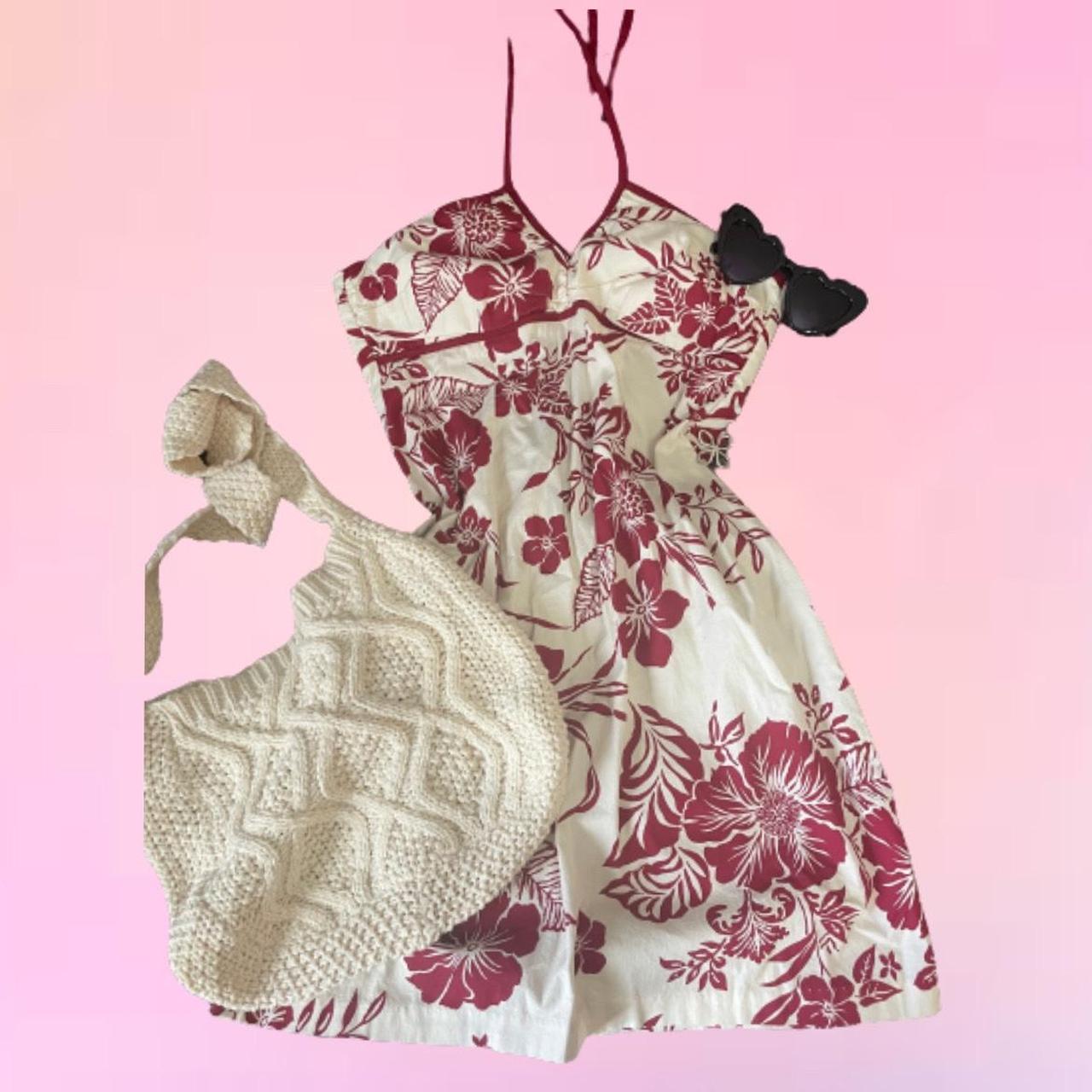 Red Hawaiian Flower Halter Dress 🌺 - beautiful... - Depop